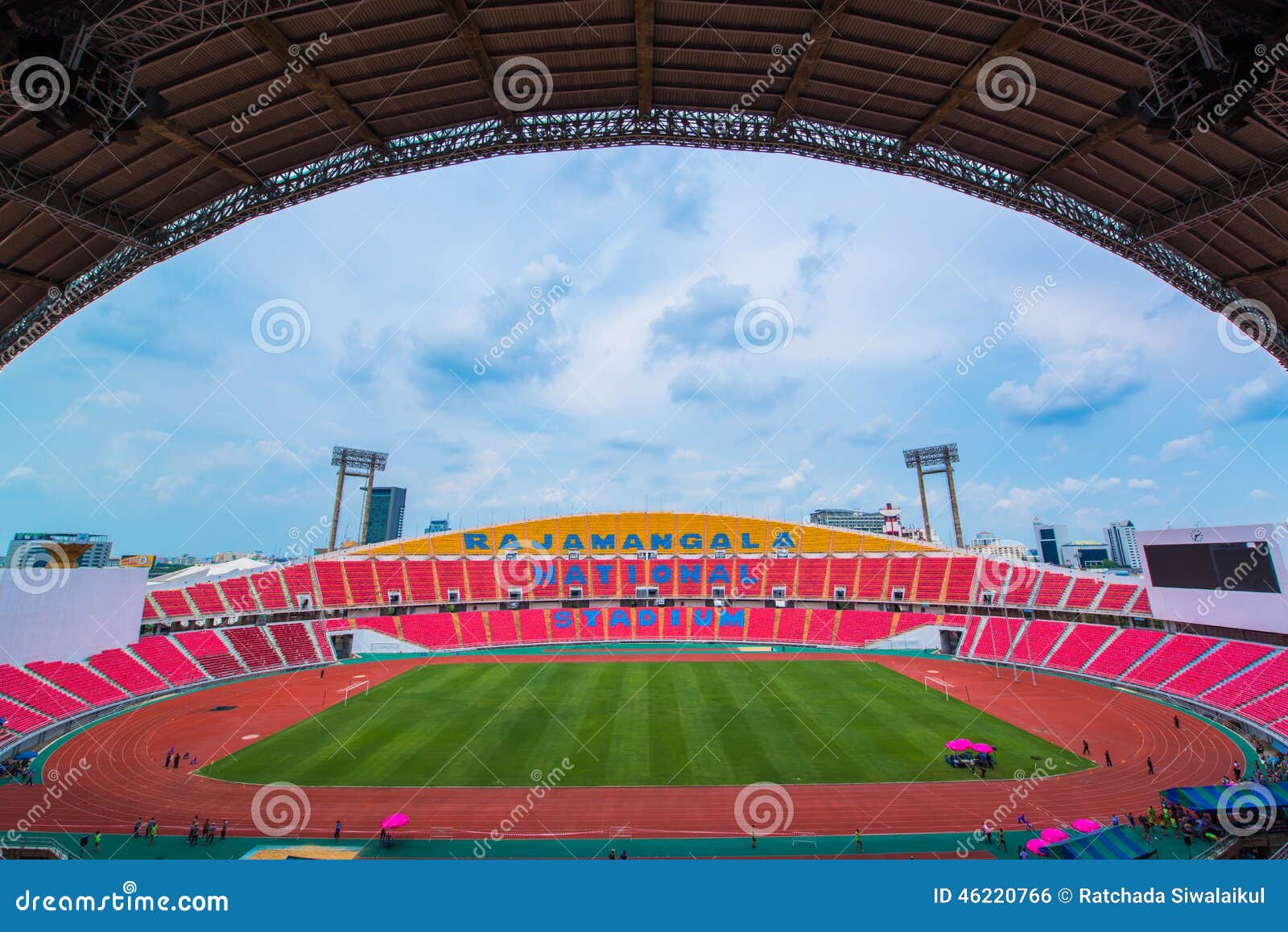 Red Seats on Stadium Steps Bleacher Editorial Photo - Image of column ...