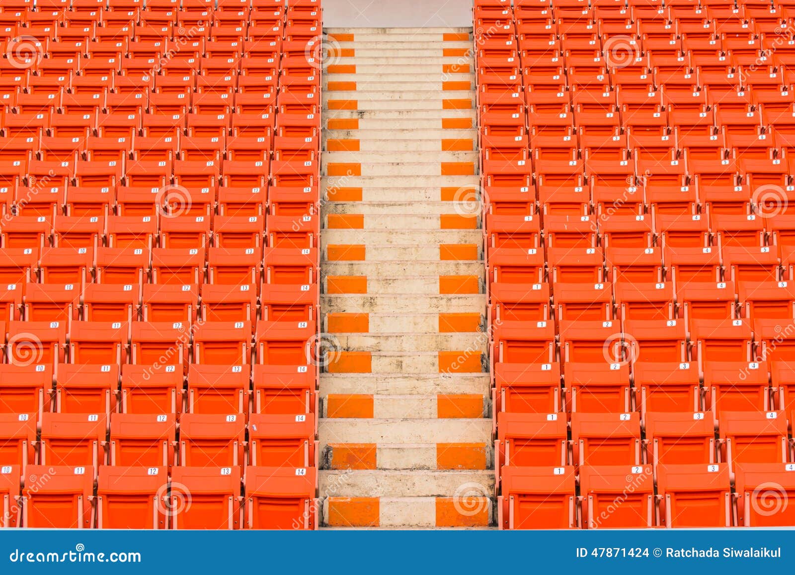 Red Seats on Stadium Steps Bleacher Stock Photo - Image of evacuated ...