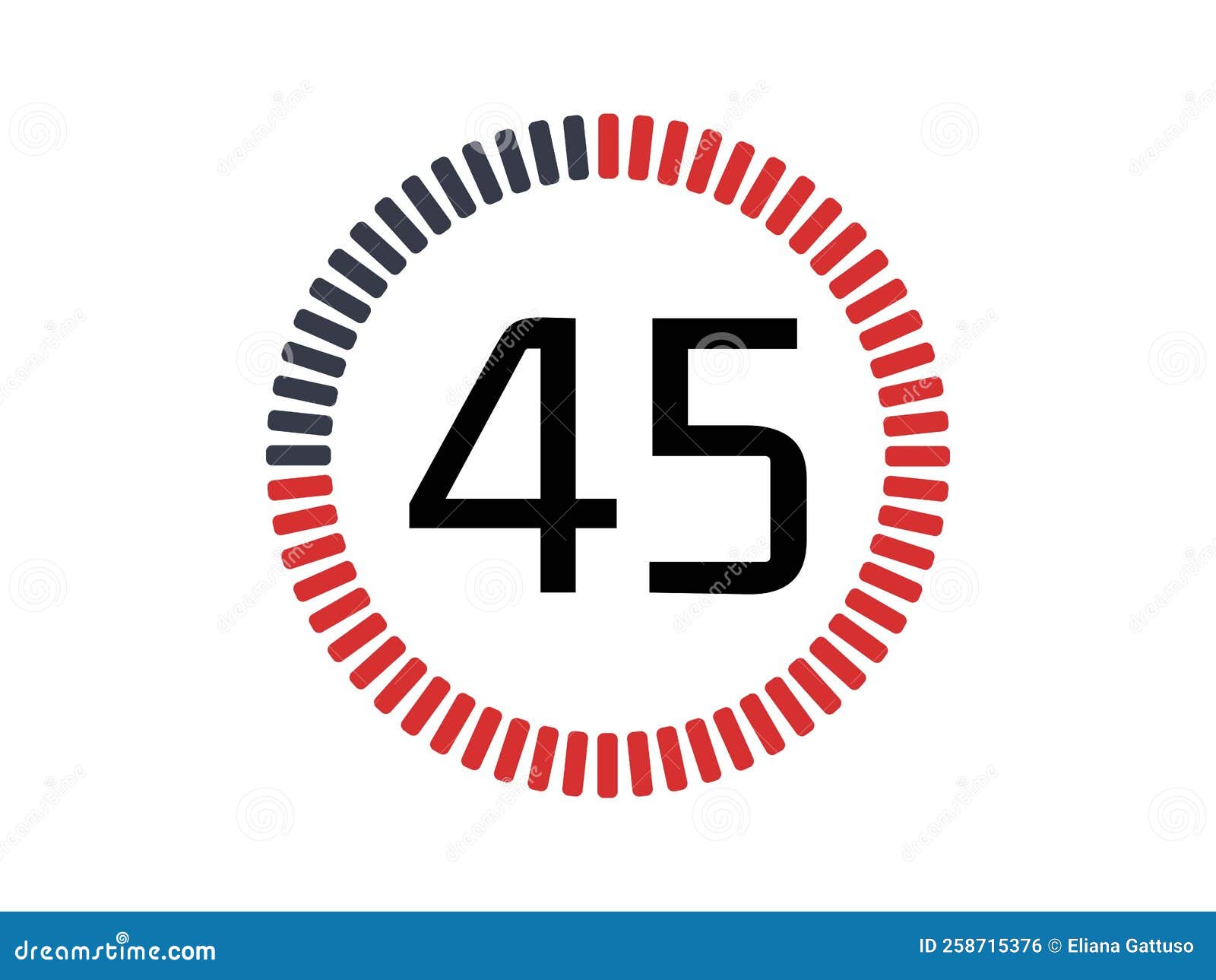 Red 45 Seconds Time Stopwatch Icon and Time Counter Stock Vector ...