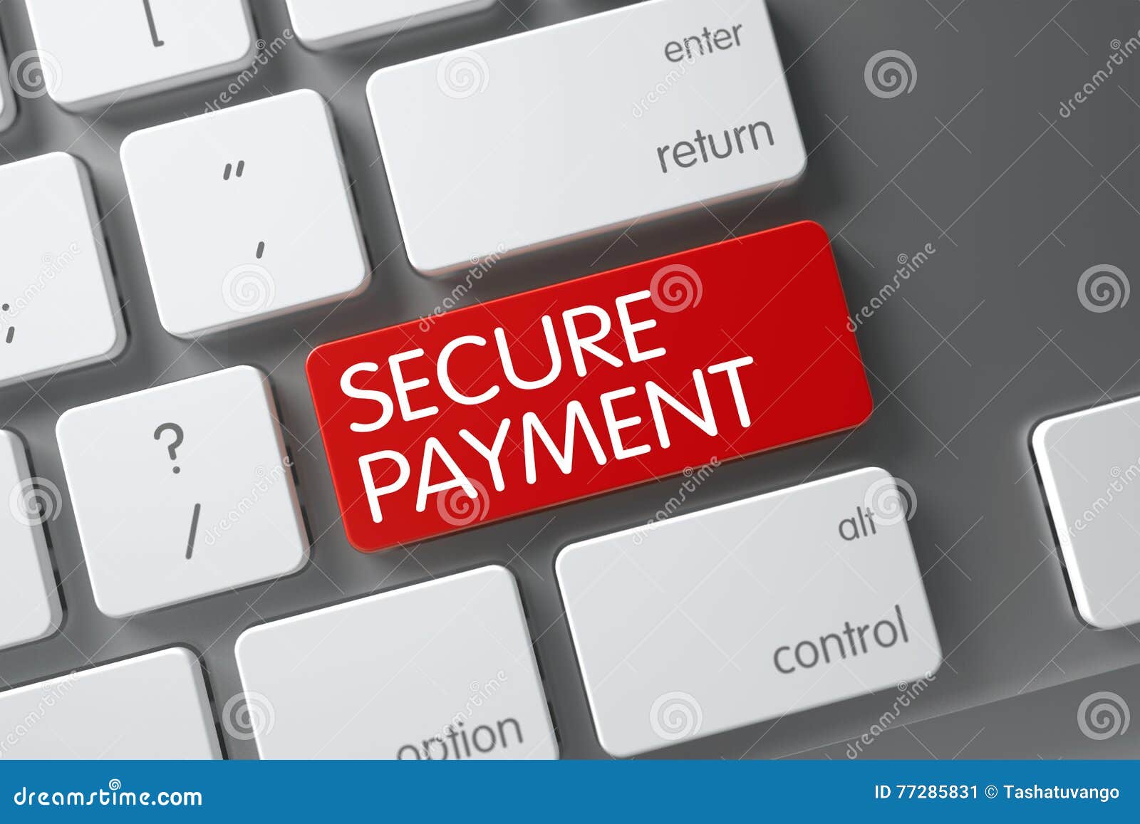 Red Secure Payment Keypad on Keyboard. 3D. Stock Illustration ...