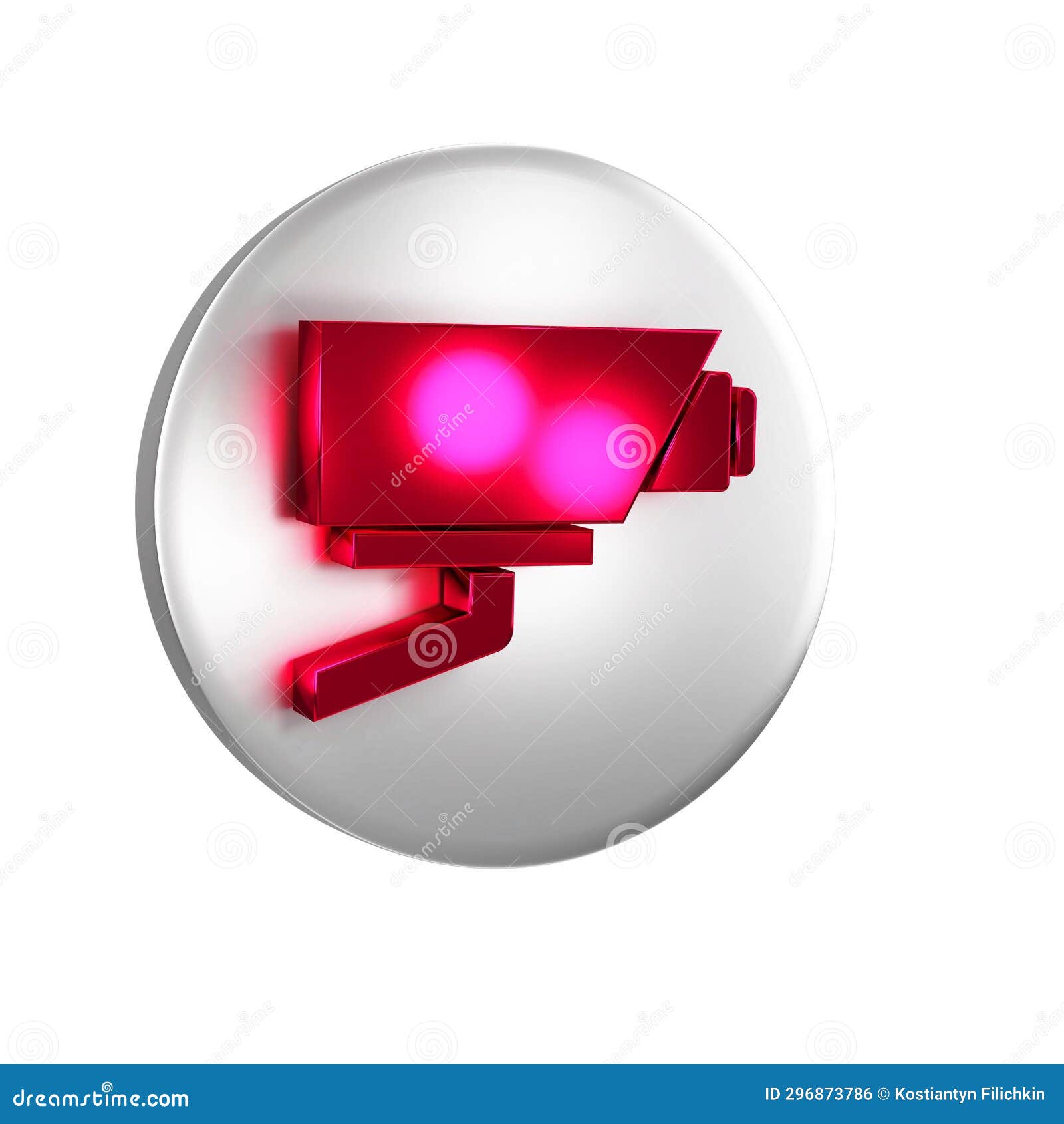 Red Security Camera Icon Isolated on Transparent Background. Silver ...
