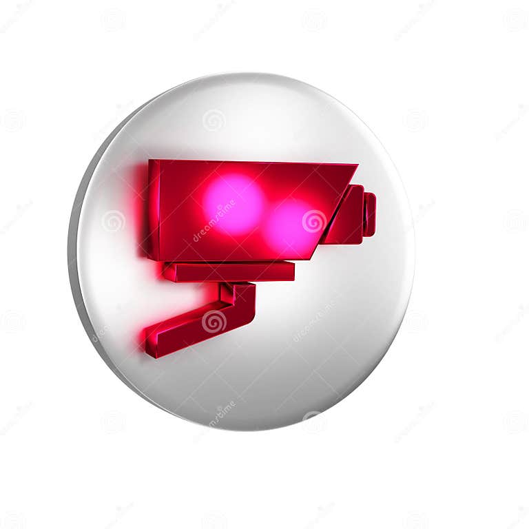 Red Security Camera Icon Isolated on Transparent Background. Silver ...