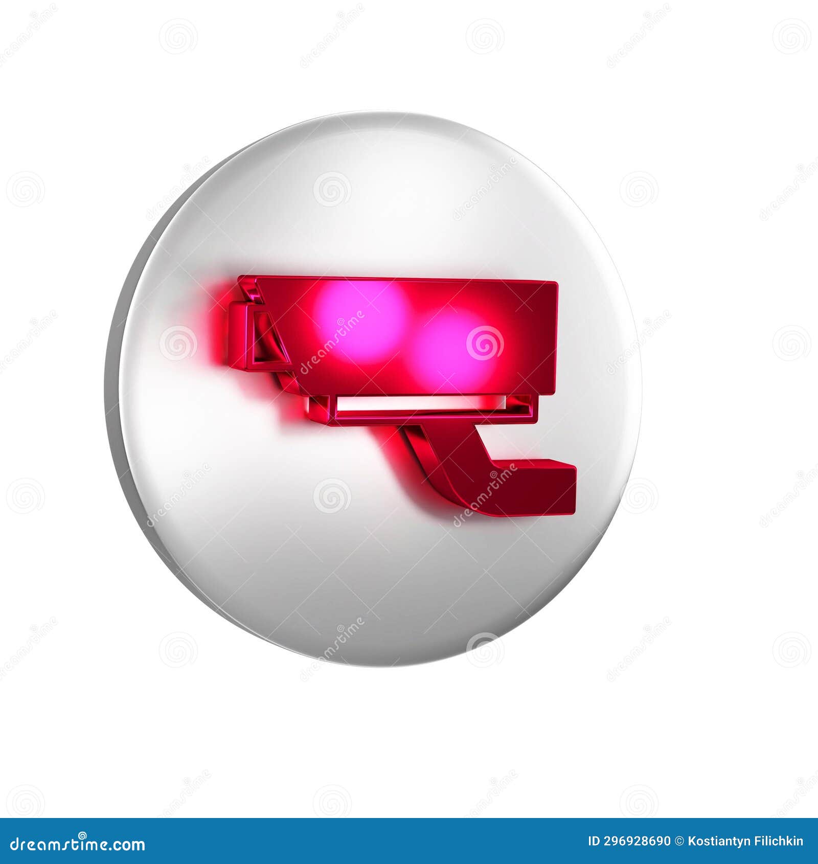 Red Security Camera Icon Isolated on Transparent Background. Silver ...