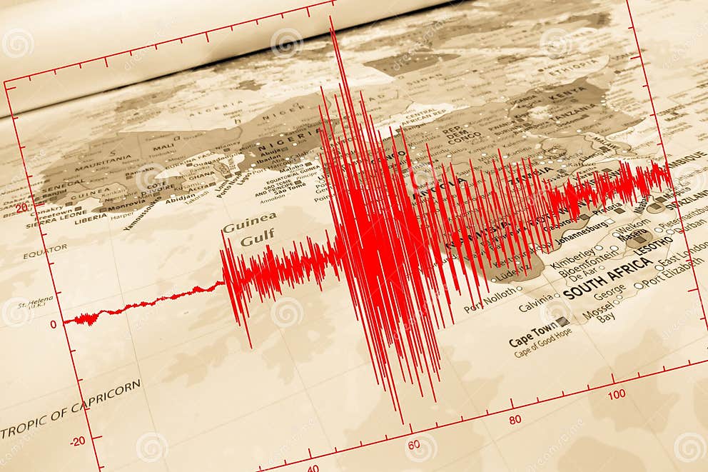 Red Seismic Wave Over Africa Map Stock Image - Image of tropic ...