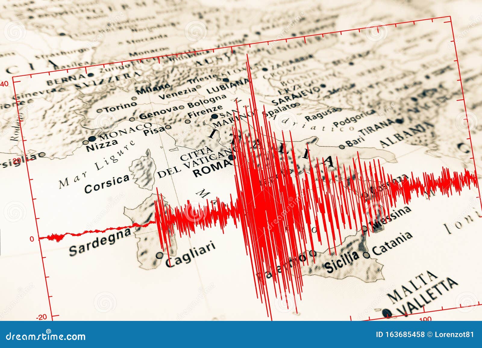 Red Seismic Wave Over Weastern Africa Map Royalty-Free Stock ...