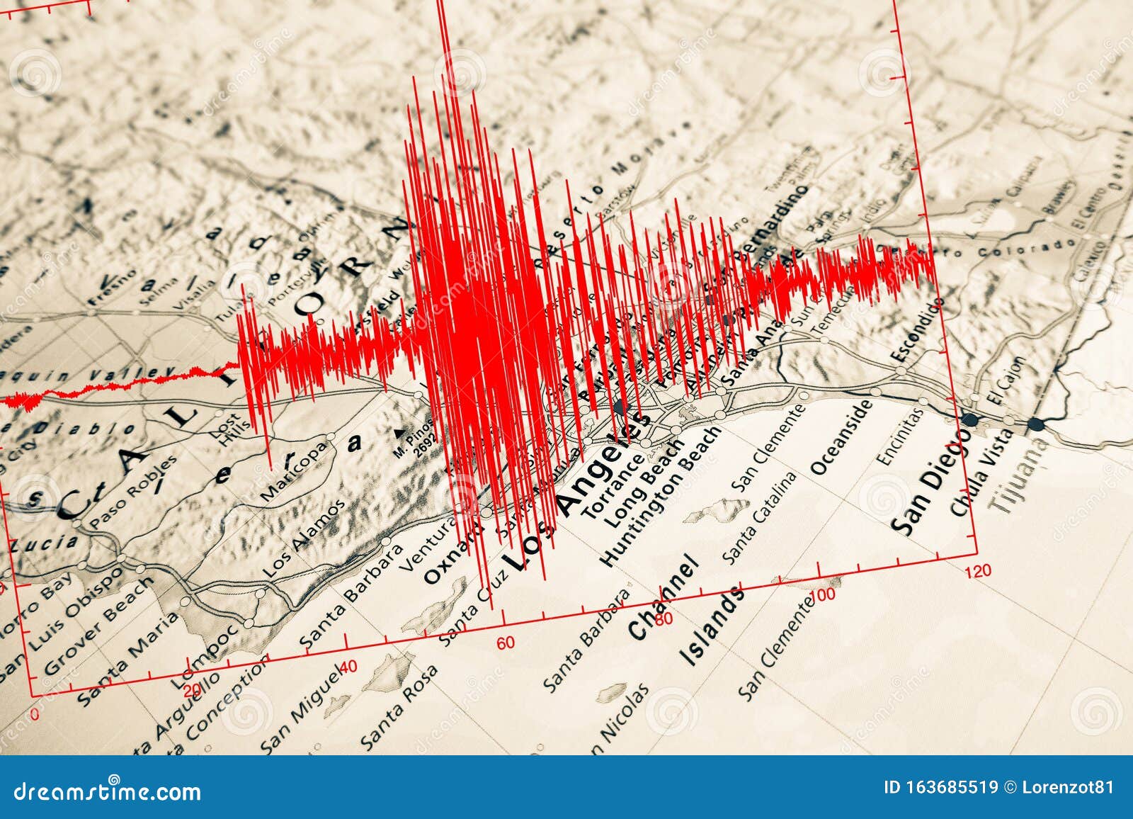 Red Seismic Wave Over Weastern Africa Map Royalty-Free Stock ...