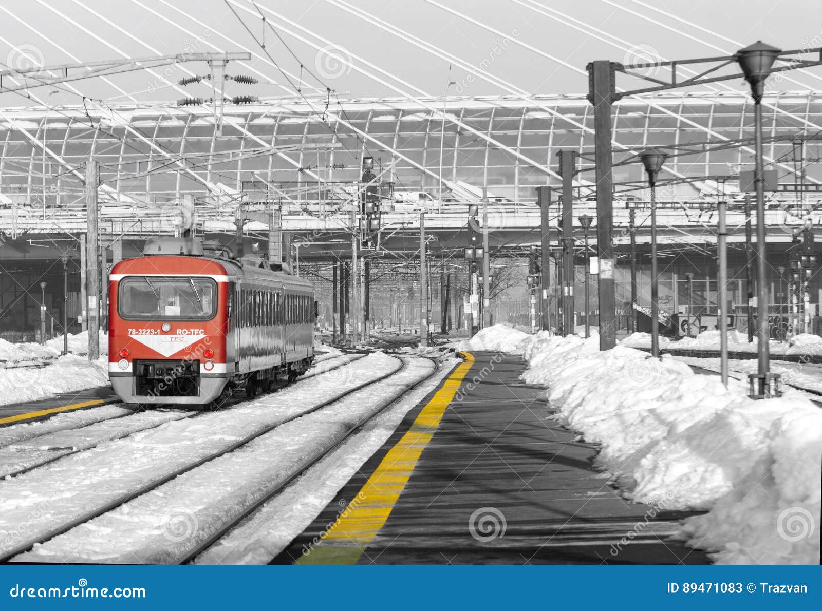 Red Self-propelled Train - Selective Color Isolation Editorial Stock ...