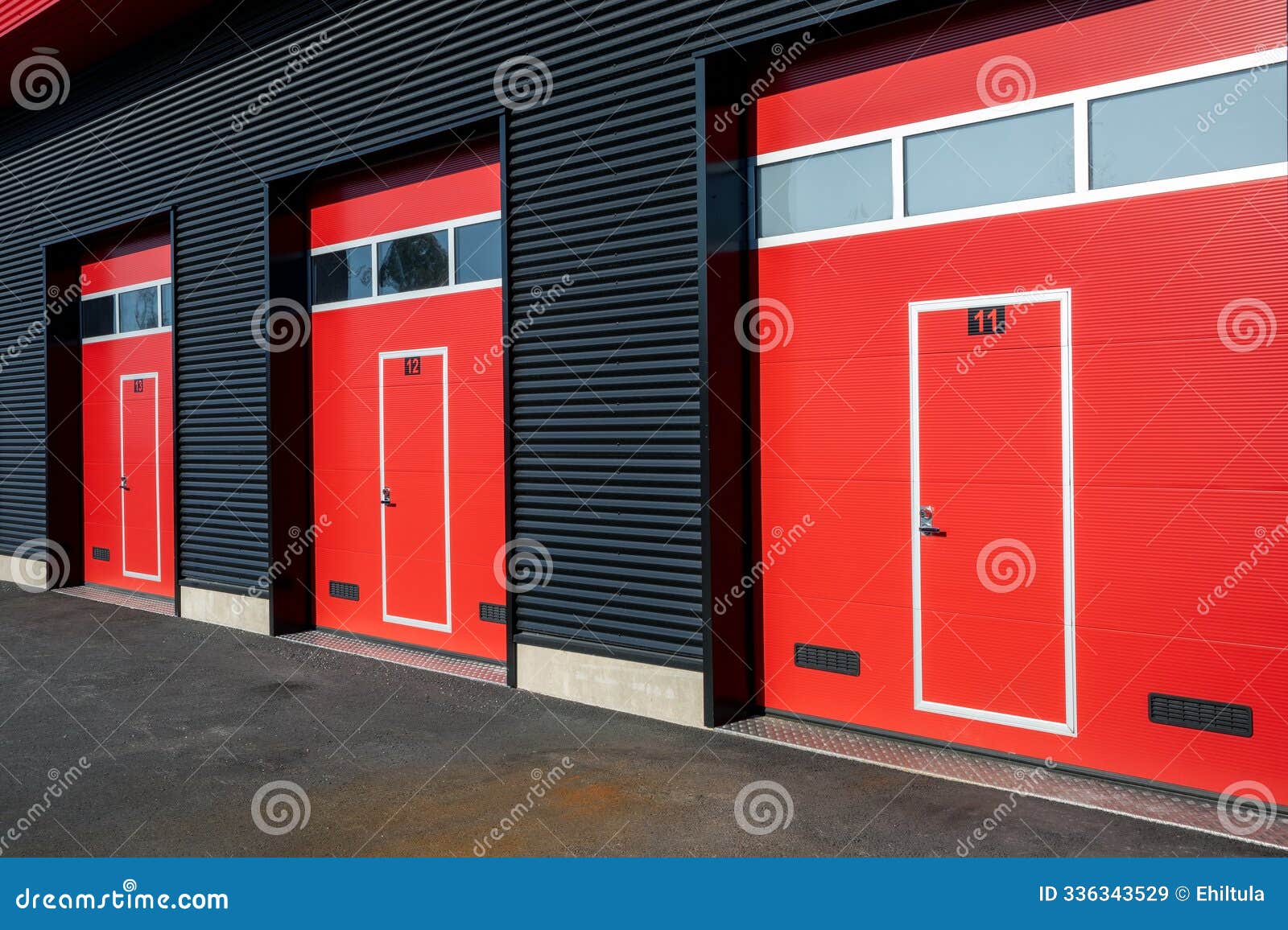 Red Self Storage Units Doors Exterior Stock Image - Image of industrial ...