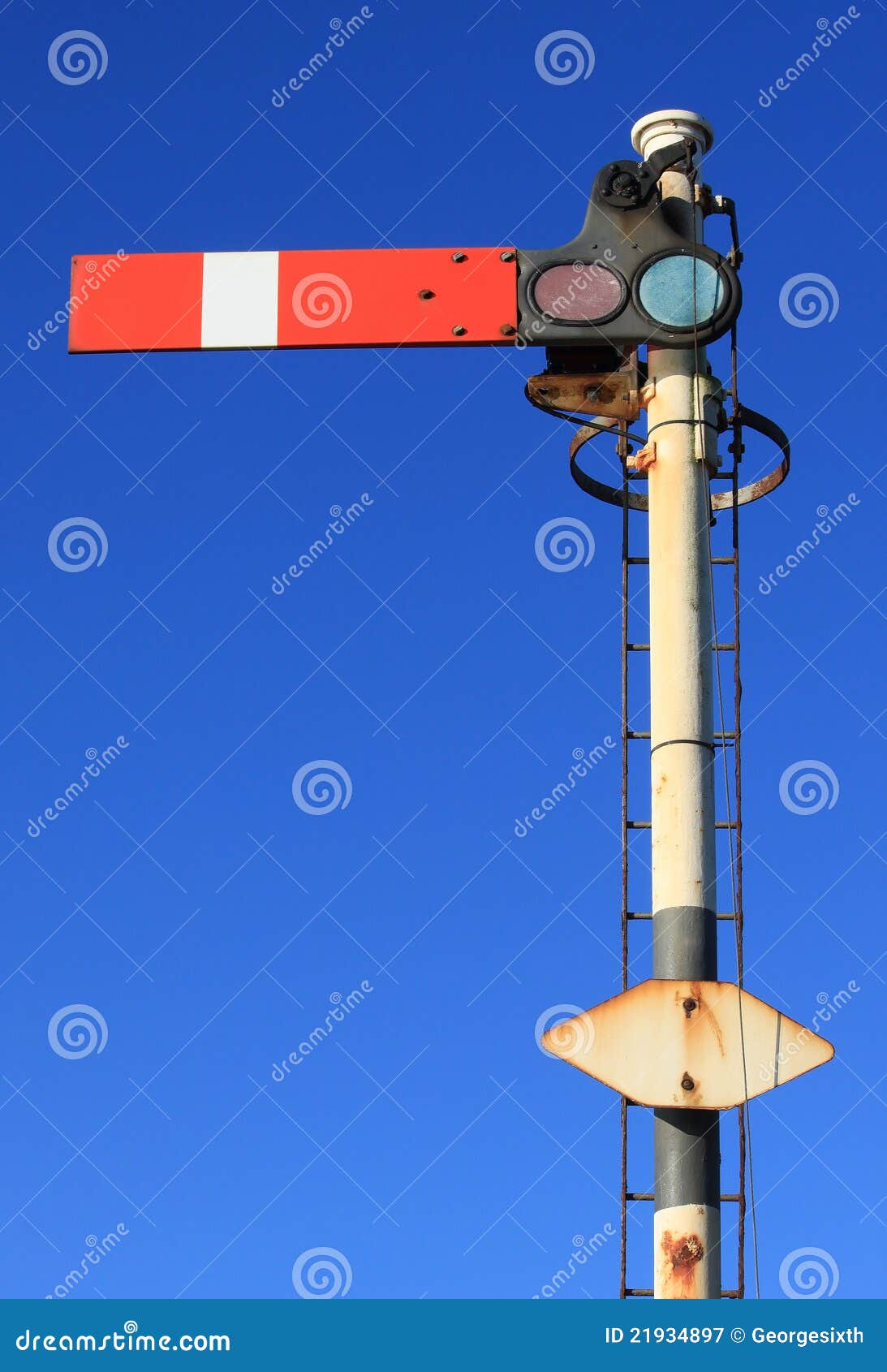 Red Semaphore Railway Signal at Stop (portrait) Stock Image - Image of ...