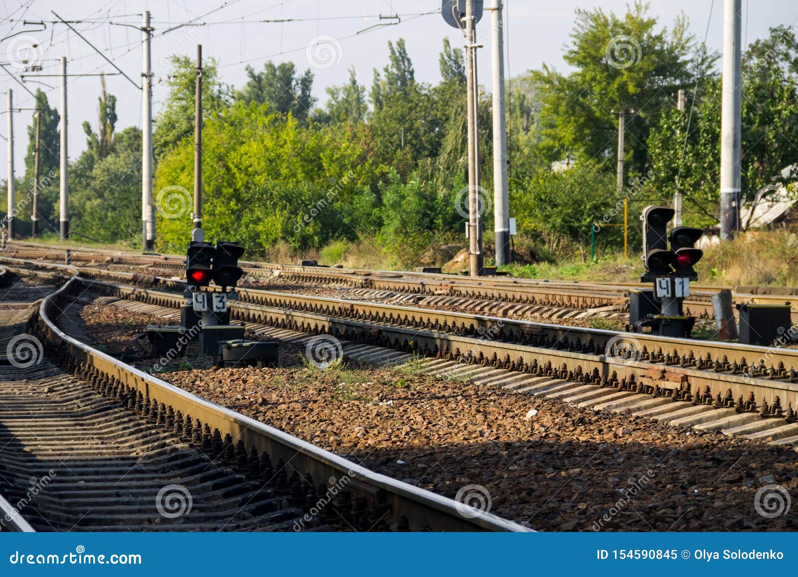 Red Semaphore Signal on Railway Stock Image - Image of control, road ...