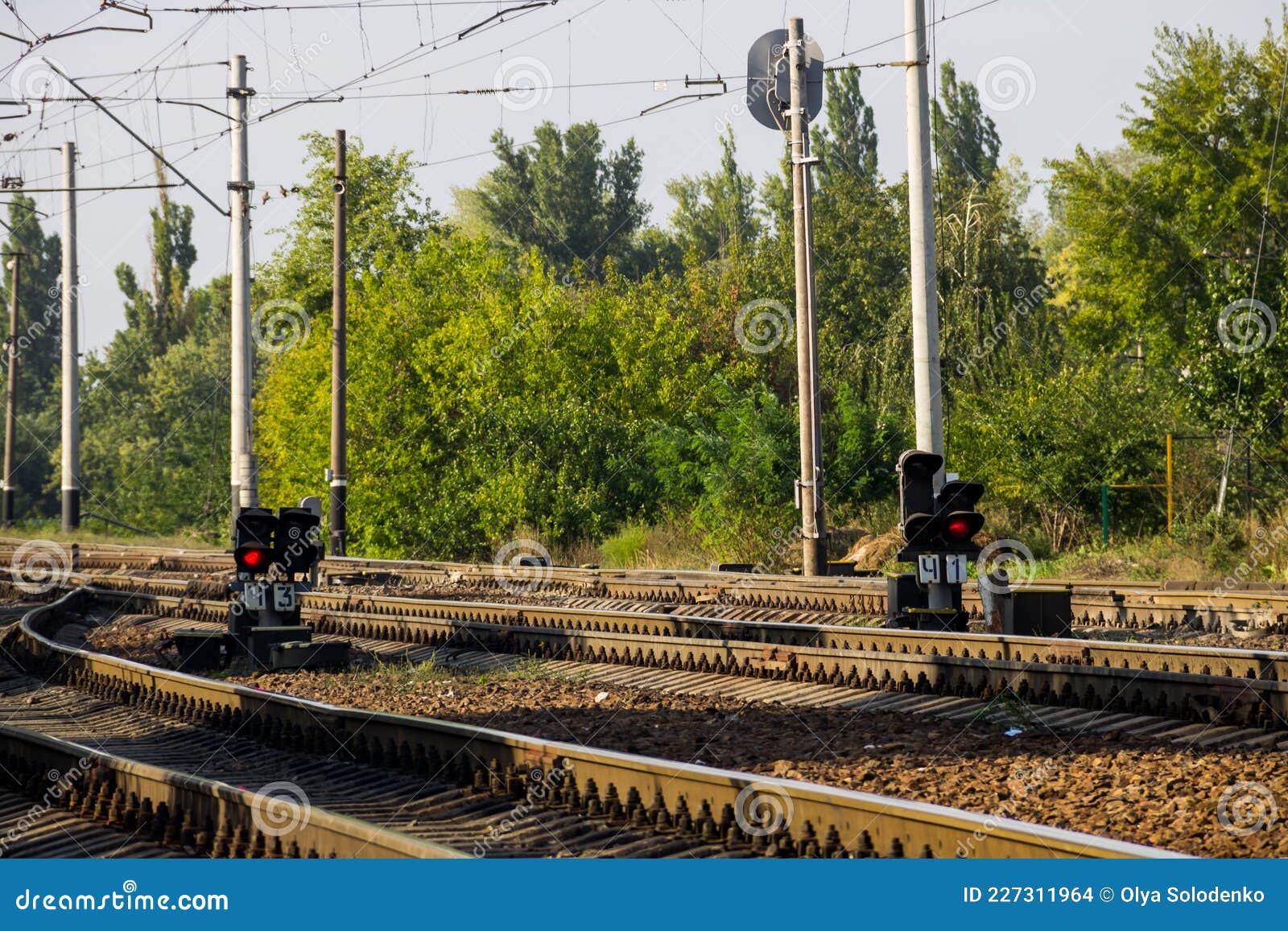 Red Semaphore Signal on Railway Stock Photo - Image of caution, lamp ...