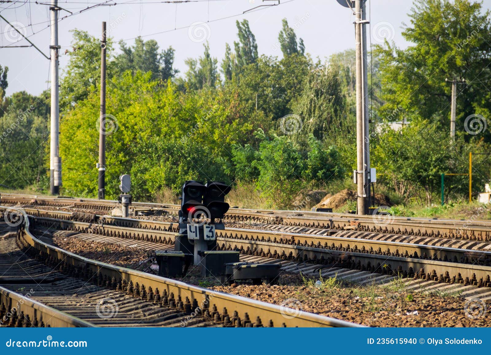 Red Semaphore Signal on Railway Stock Photo - Image of direction ...