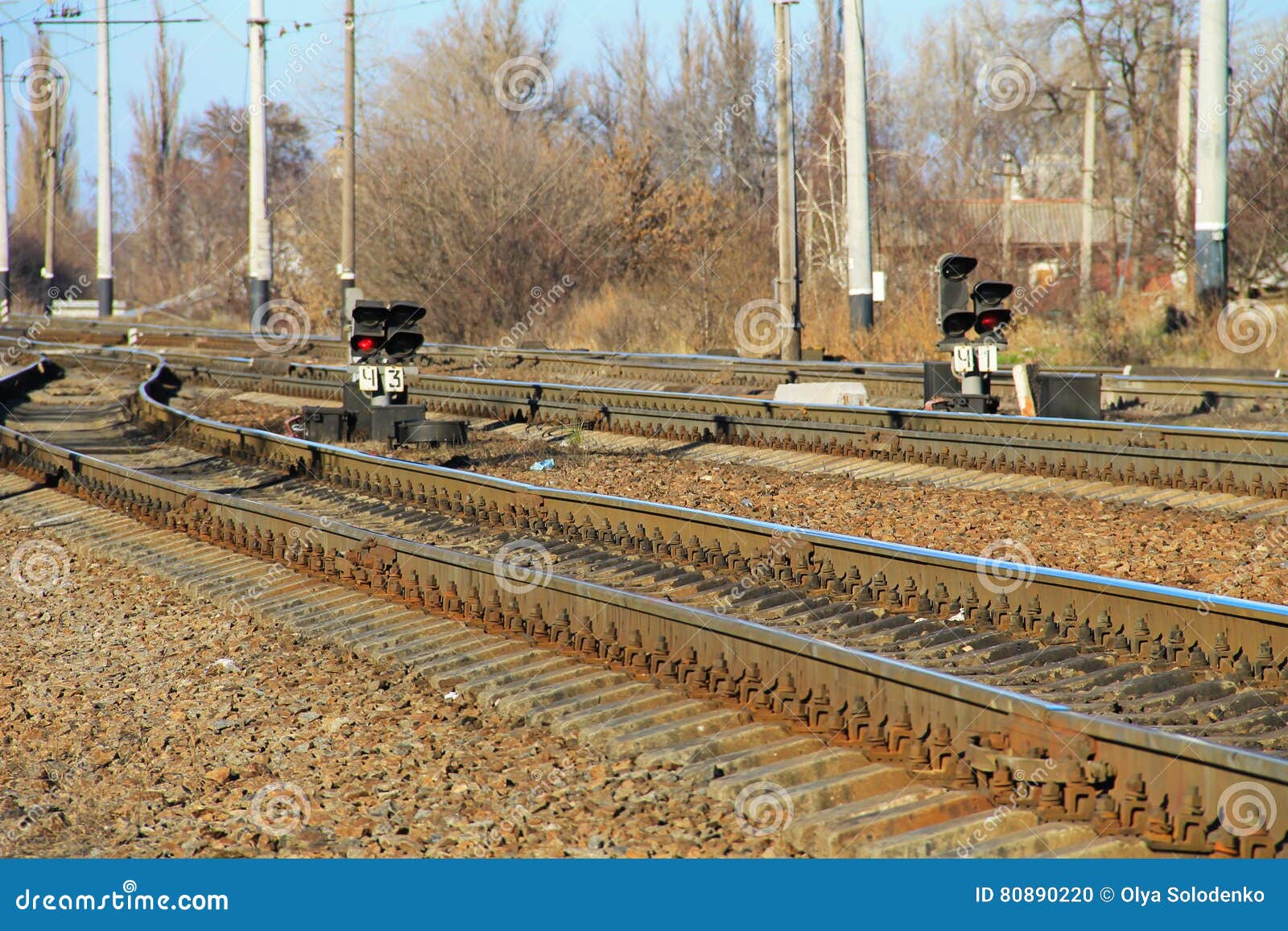 Red Semaphore Signal on the Railway Stock Photo - Image of locomotive ...