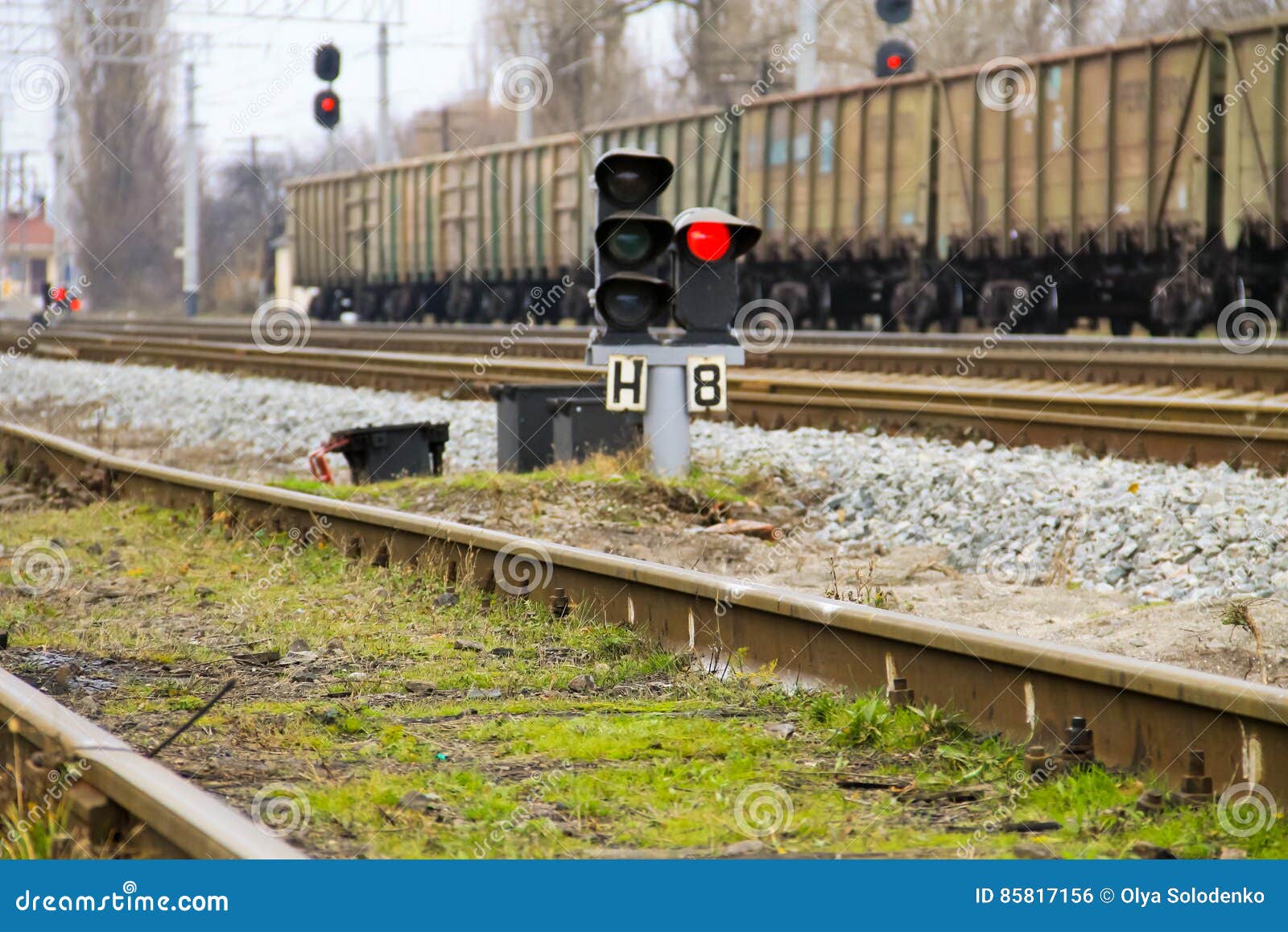 Red Semaphore Signal on a Railway Stock Photo - Image of metal, road ...