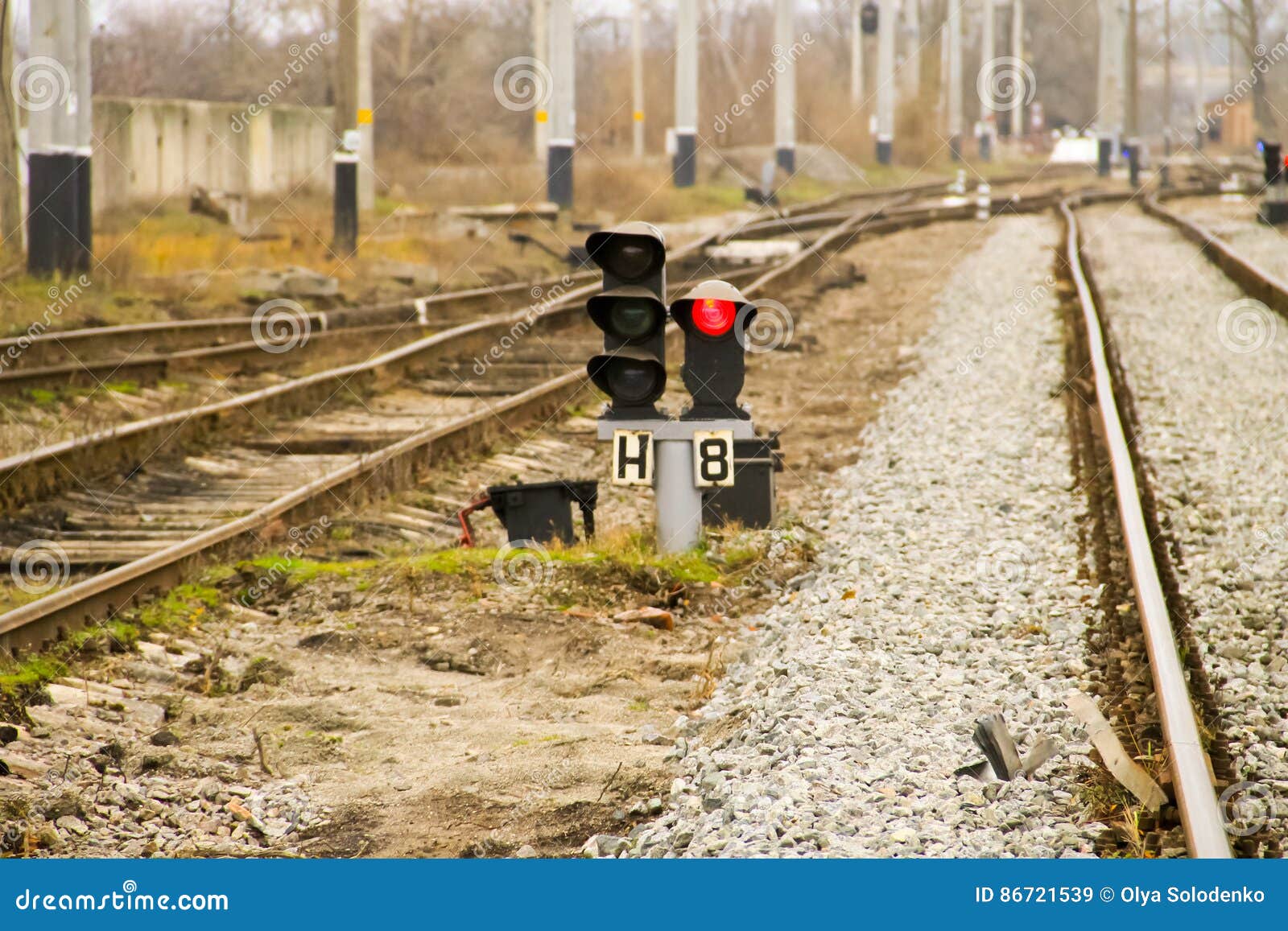 Red Semaphore Signal on a Railway Stock Image - Image of rail, danger ...