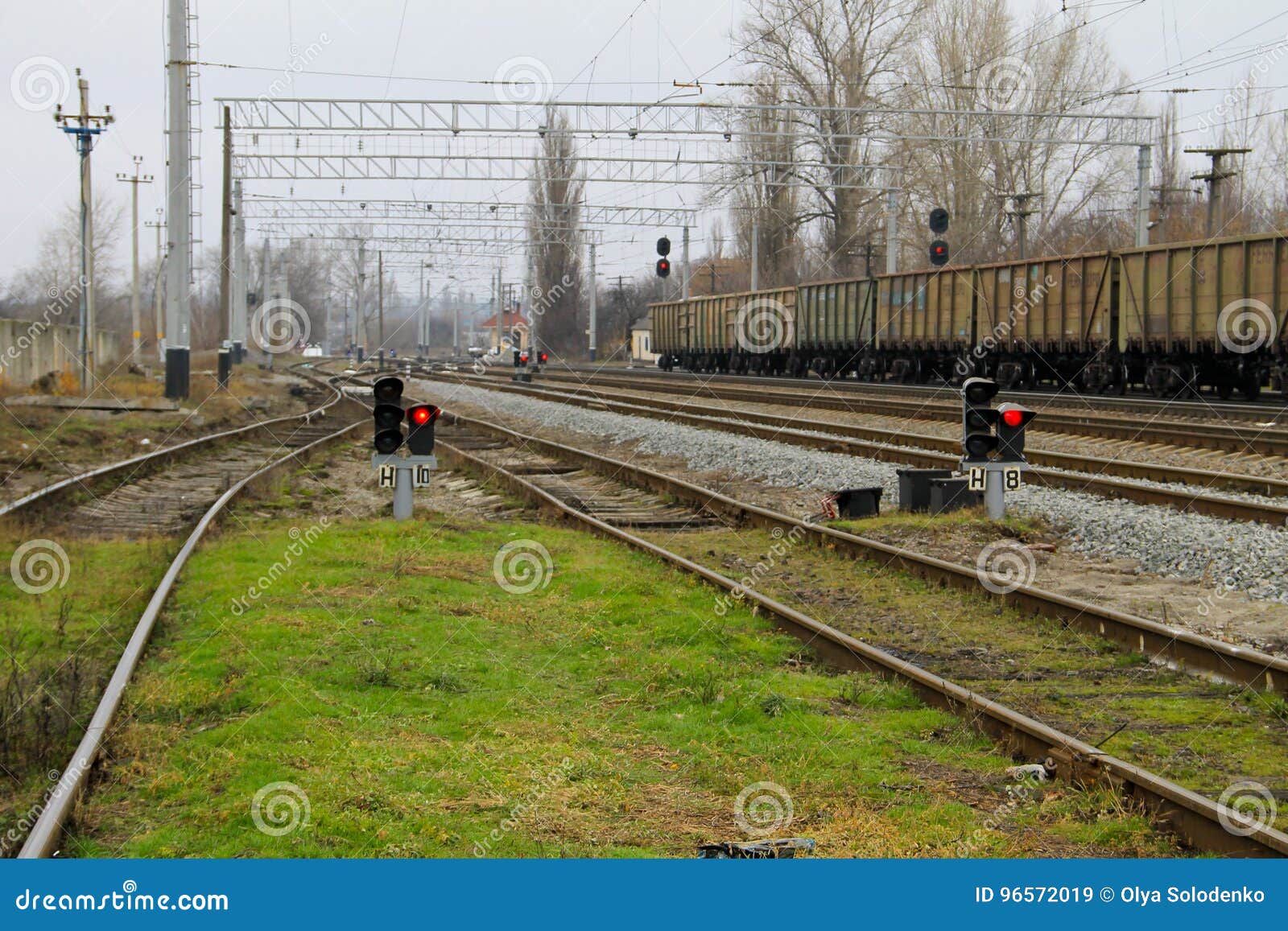 Red Semaphore Signal on a Railway Stock Image - Image of highlight ...