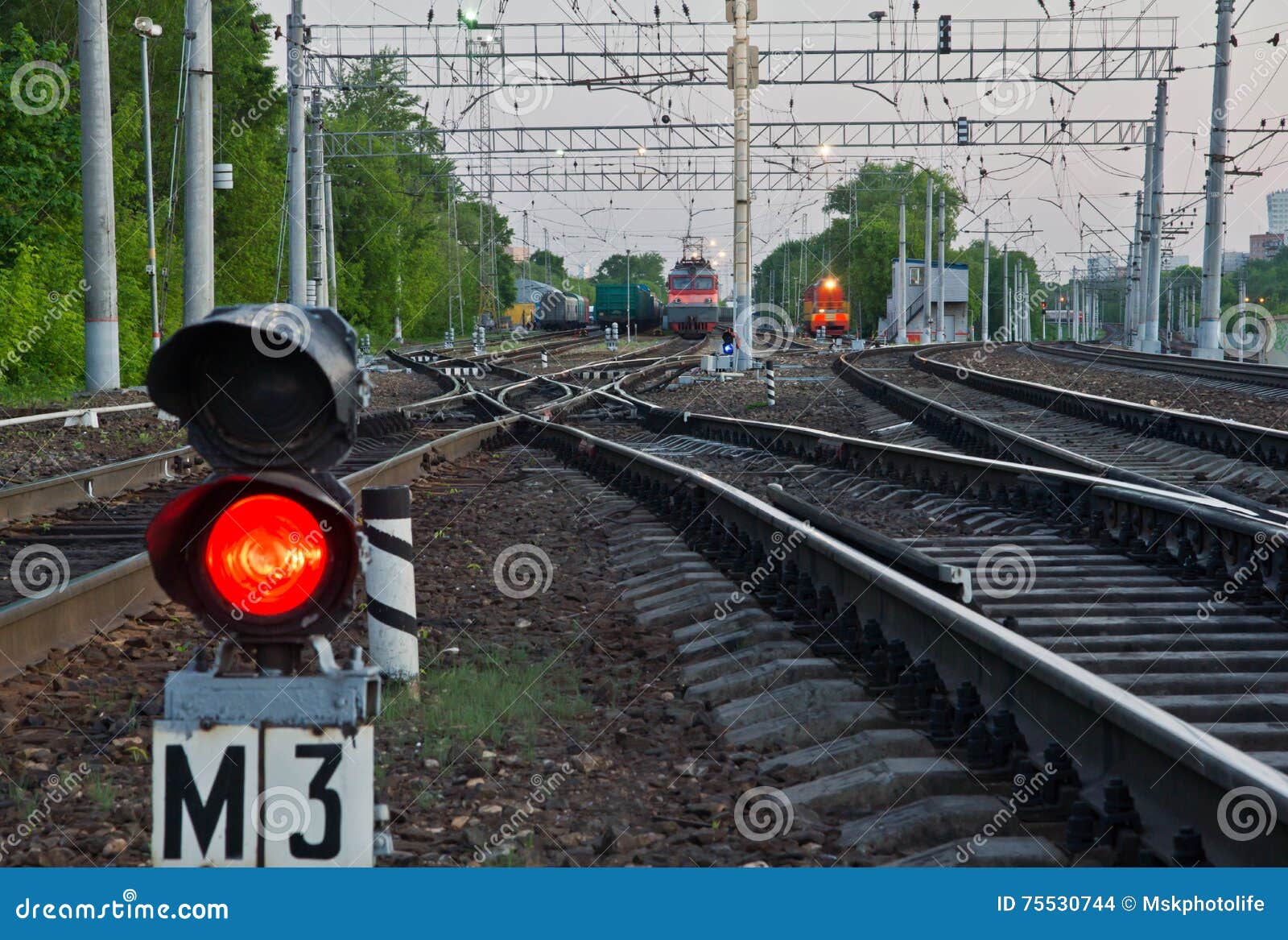 Red Semaphore Signal on Railway Stock Photo - Image of rails, ground ...