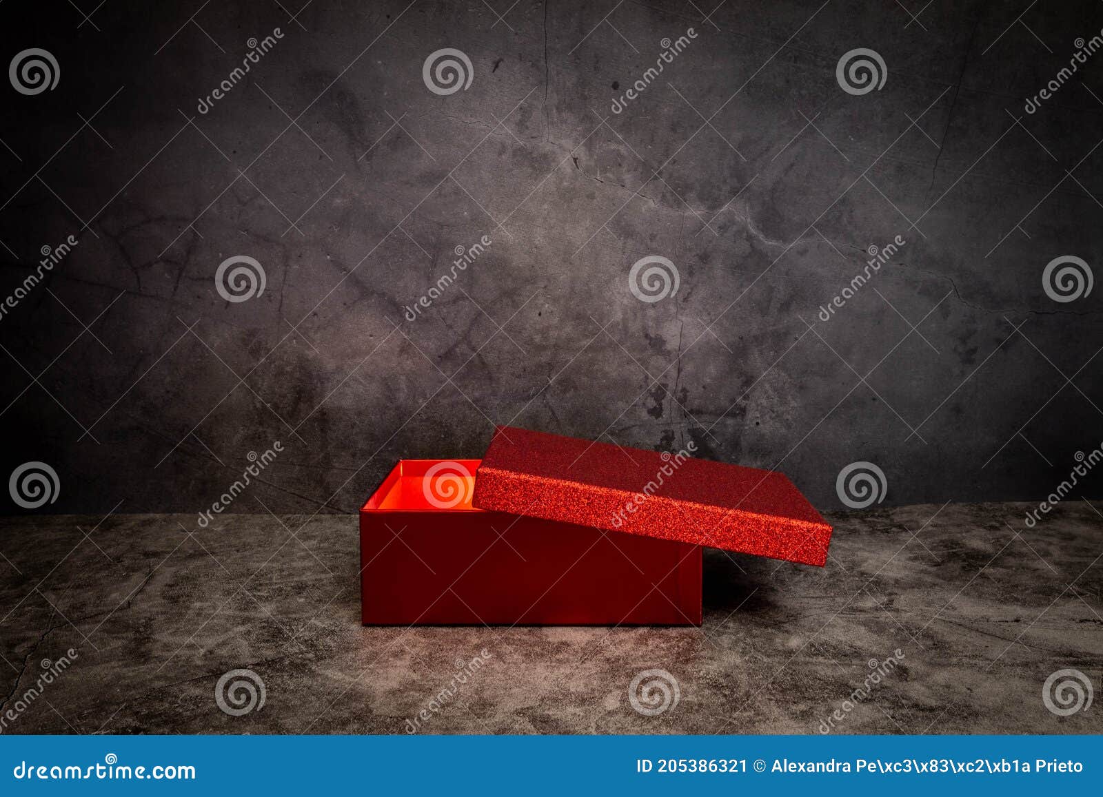Red Semi-open Box with Light Inside Stock Image - Image of background ...