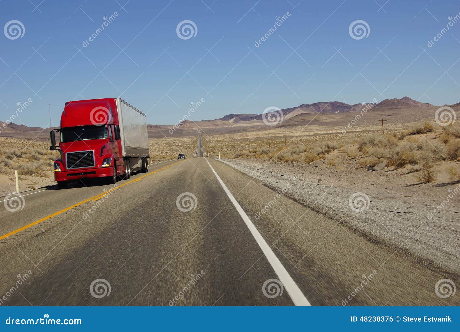 Red semi trailer stock photo. Image of open, high, desert - 48238376