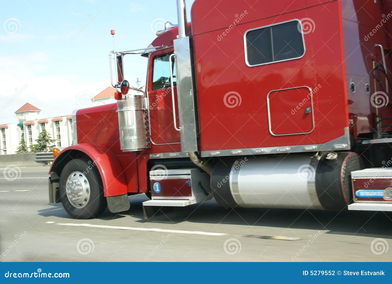 Red semi truck stock photo. Image of fender, bumper, blur - 5279552