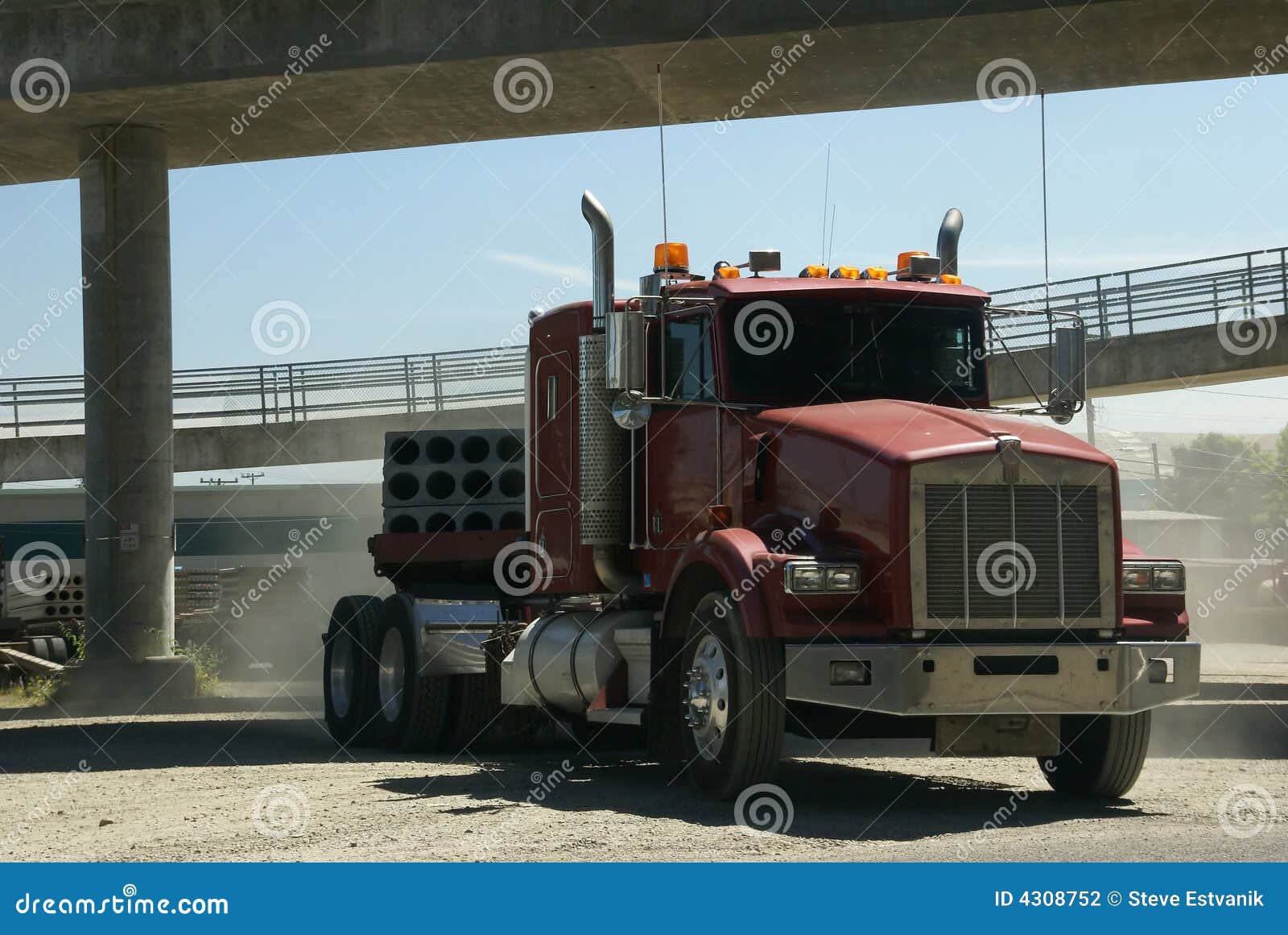 Red semi truck cab stock photo. Image of freeway, vehicle - 4308752
