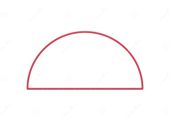 Red Semicircle Glossy Geometric Frame Decorative Basic Foundation 3d ...