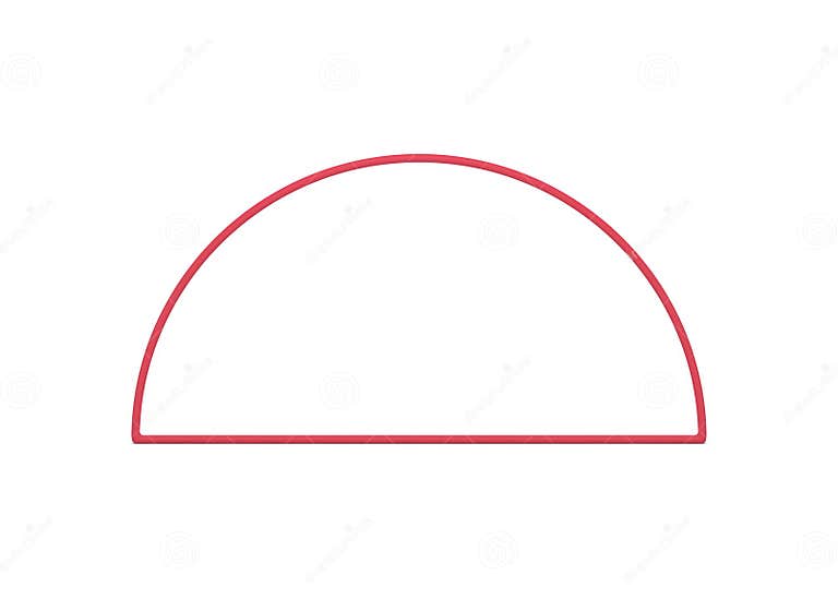 Red Semicircle Glossy Geometric Frame Decorative Basic Foundation 3d ...