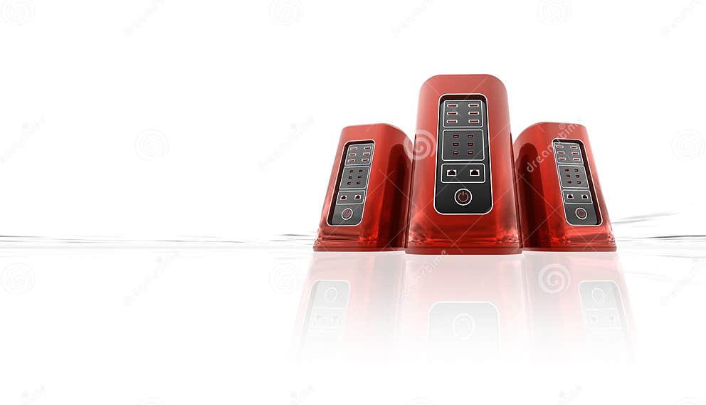 Red Servers for Hosting Site or Header Banner, Super Computer Isolated ...