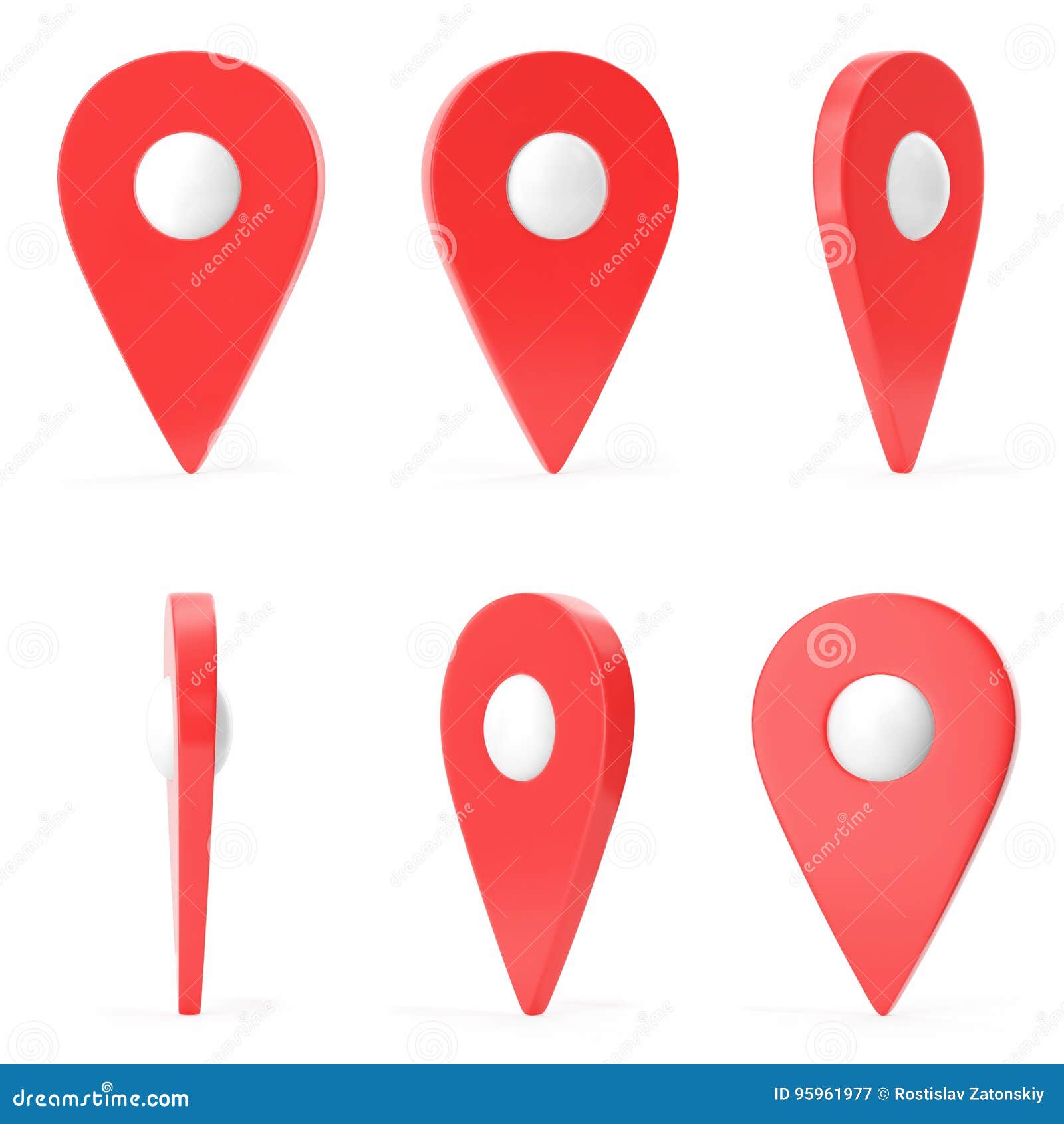 Red Set Map Pointer On White Background Ralistic Map Pointer Gps Location Symbol Three