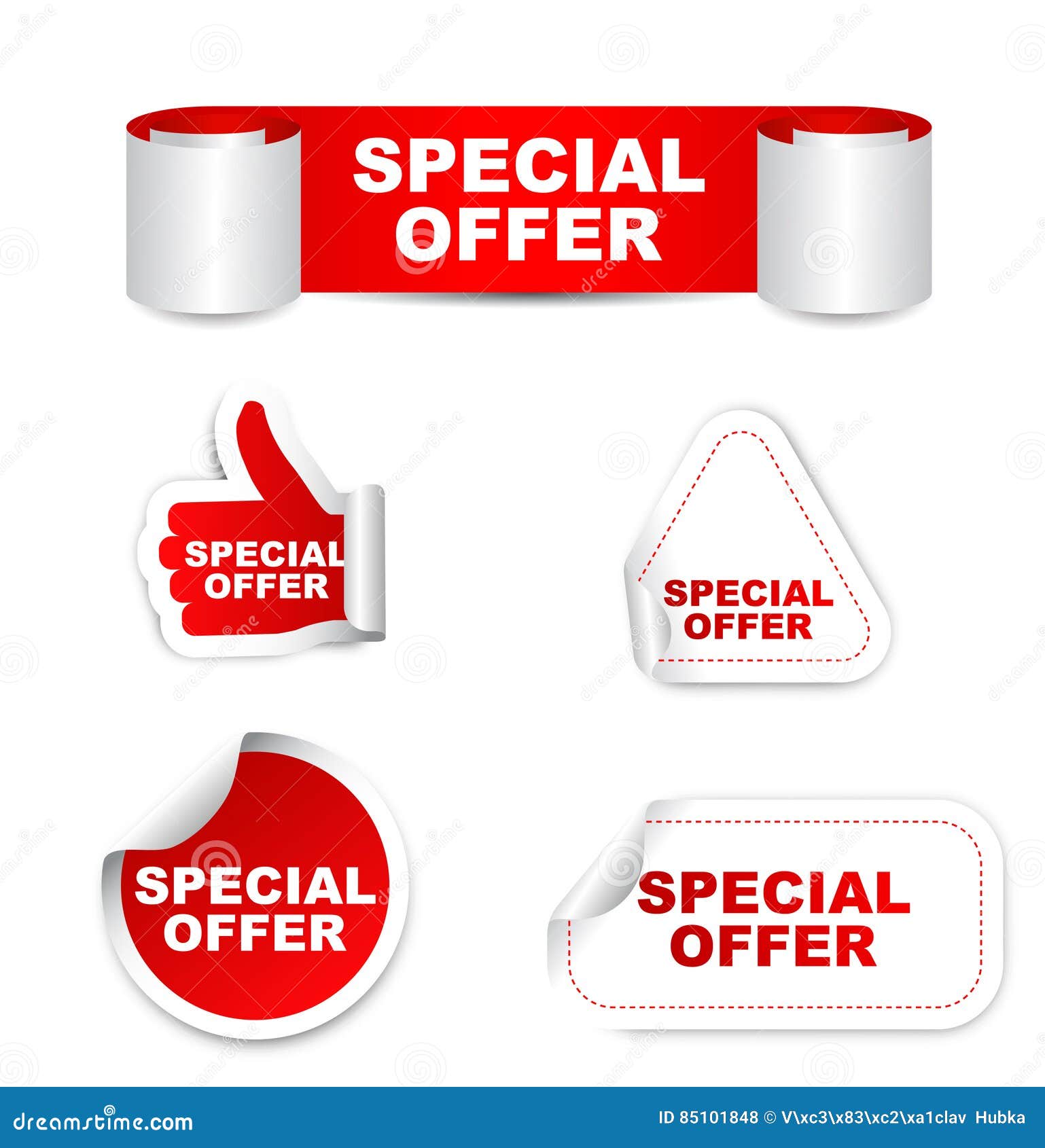 Red Set Paper Stickers Special Offer Stock Illustration - Illustration ...