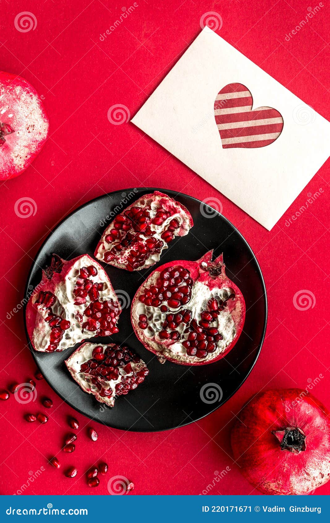 Red Set with Pomegranate for Restaurant Menu Top View Stock Image ...