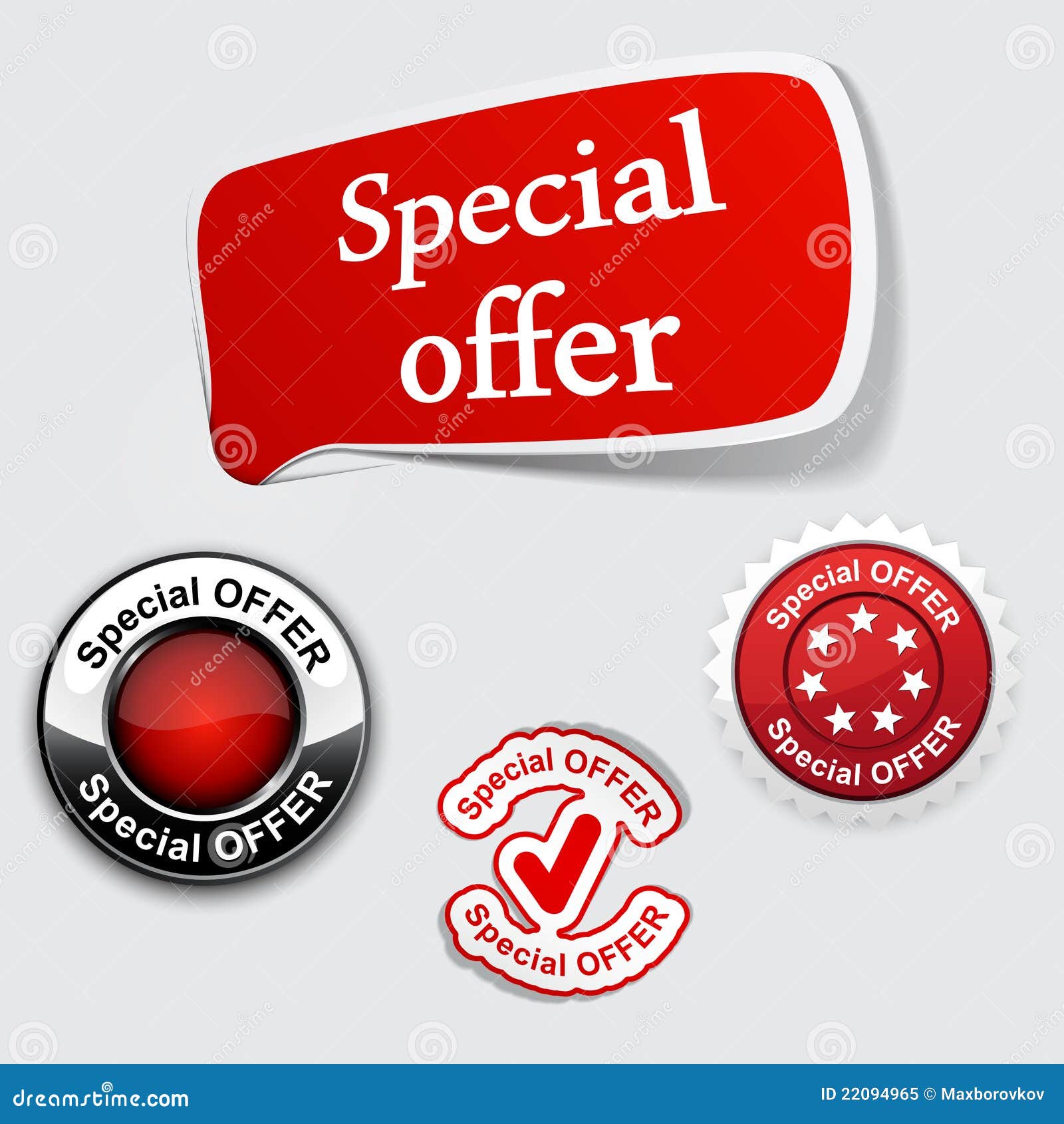 Red Set of Special Offer Labels. Stock Vector - Illustration of bubble ...