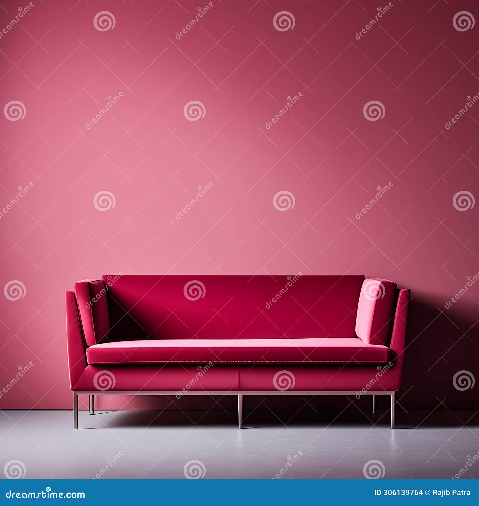 Red Settee Sofa with Red Wall Background Stock Photo - Image of style ...