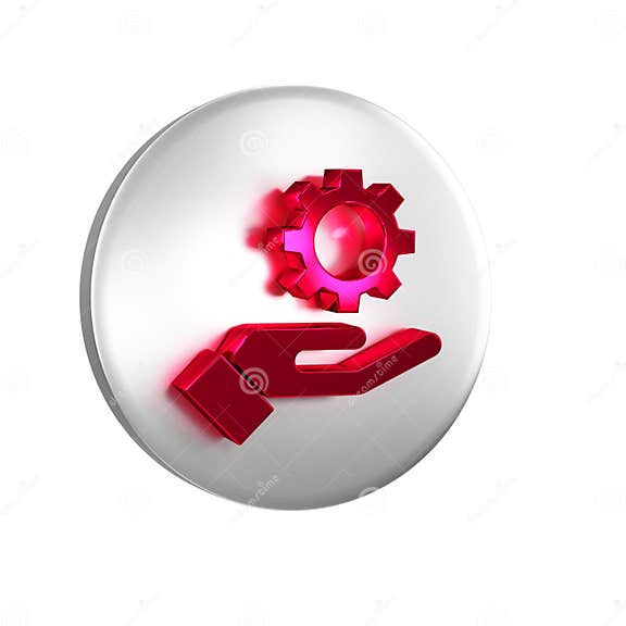 Red Settings in the Hand Icon Isolated on Transparent Background ...