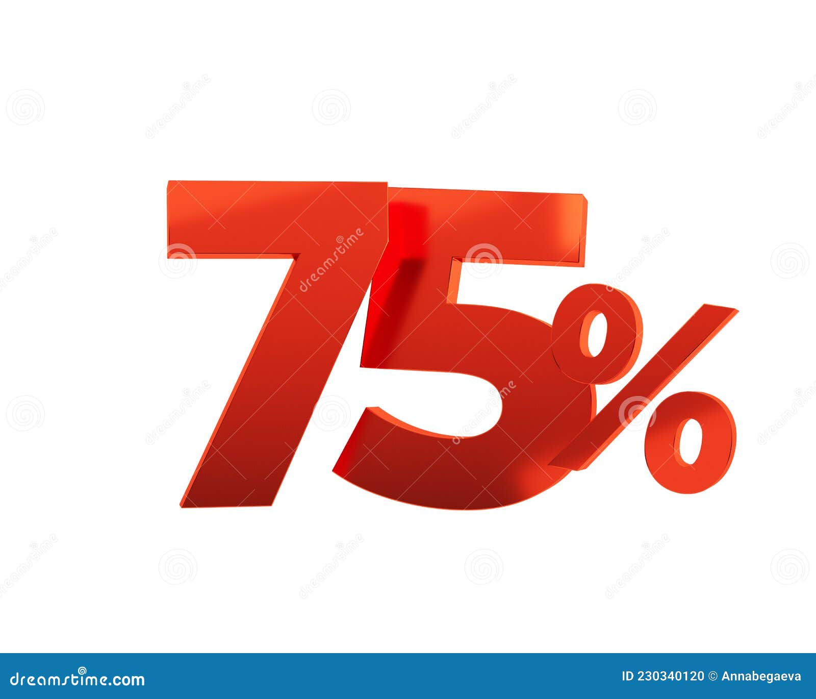 Red Sevety Five Percent on White Background. 3d Render Stock ...