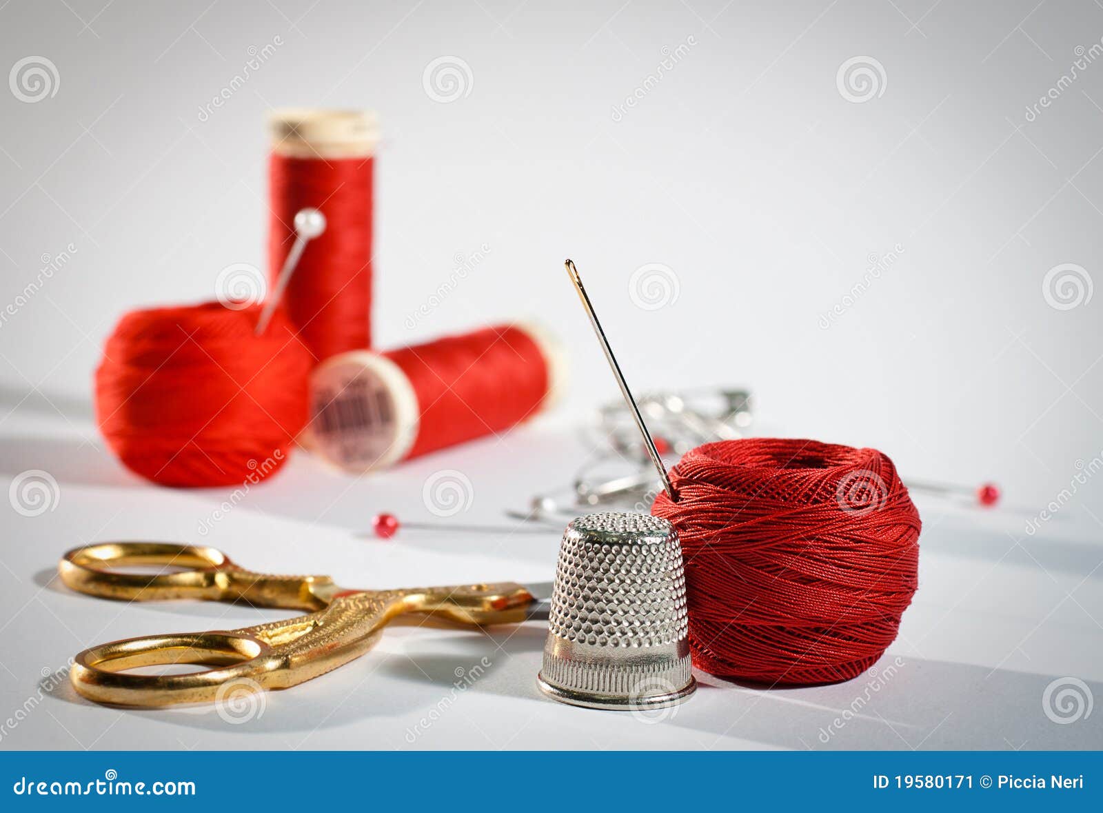 Red sewing kit, landscape stock image. Image of border - 19580171