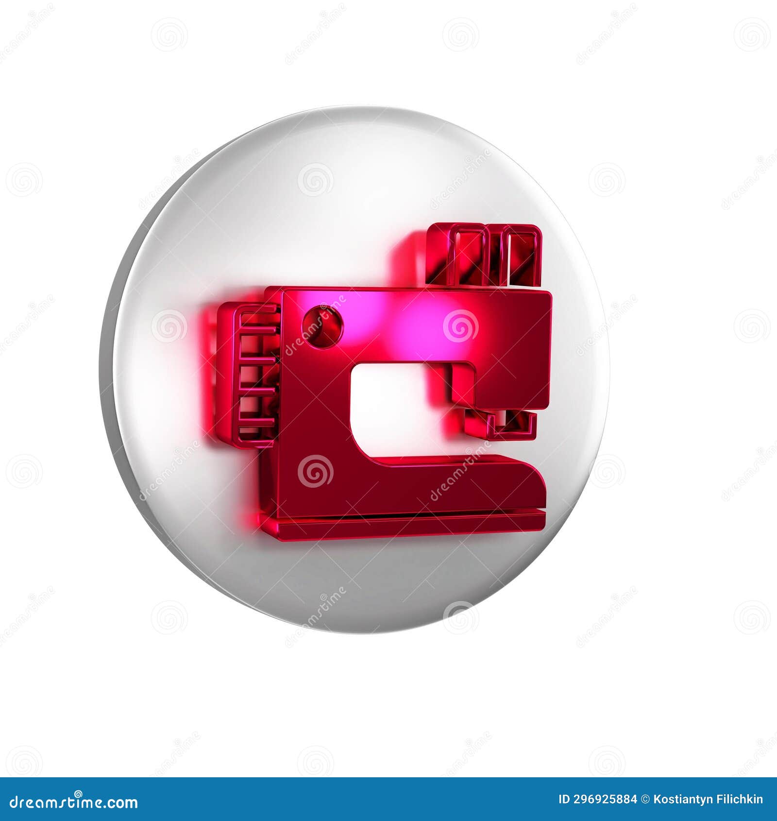 Red Sewing Machine Icon Isolated on Transparent Background. Silver ...