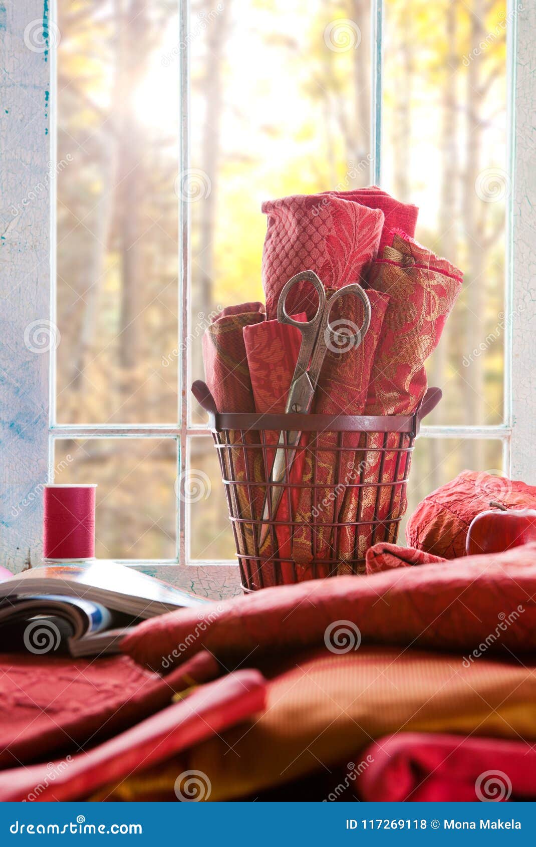 Red sewing project stock photo. Image of project, magazines - 117269118