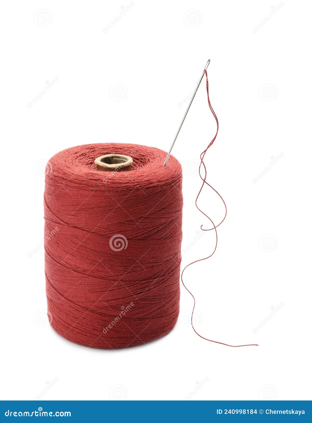 Red Sewing Thread with Needle on White Background Stock Photo - Image ...