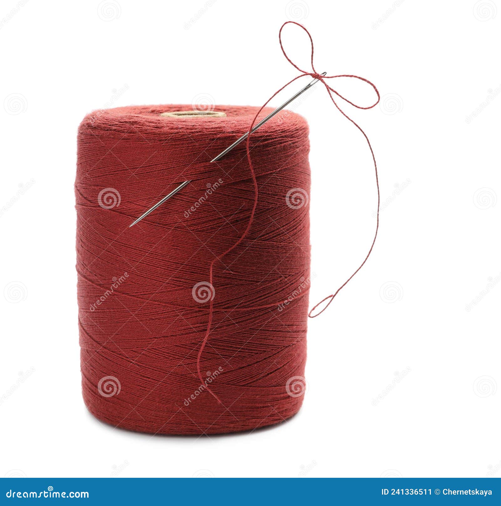 Red Sewing Thread with Needle on White Background Stock Image - Image ...