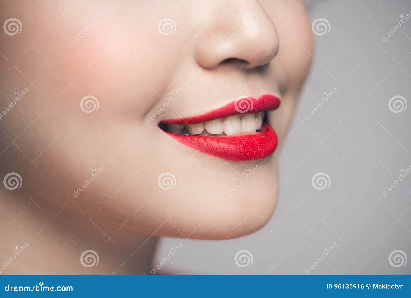Red Lips Closeup. Make Up Concept. Beautiful Perfect Lips. Stock Photo ...