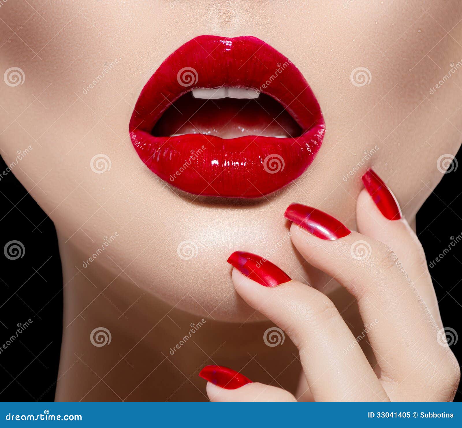 Red Lips and Nails stock image. Image of mouth, lipgloss - 33041405
