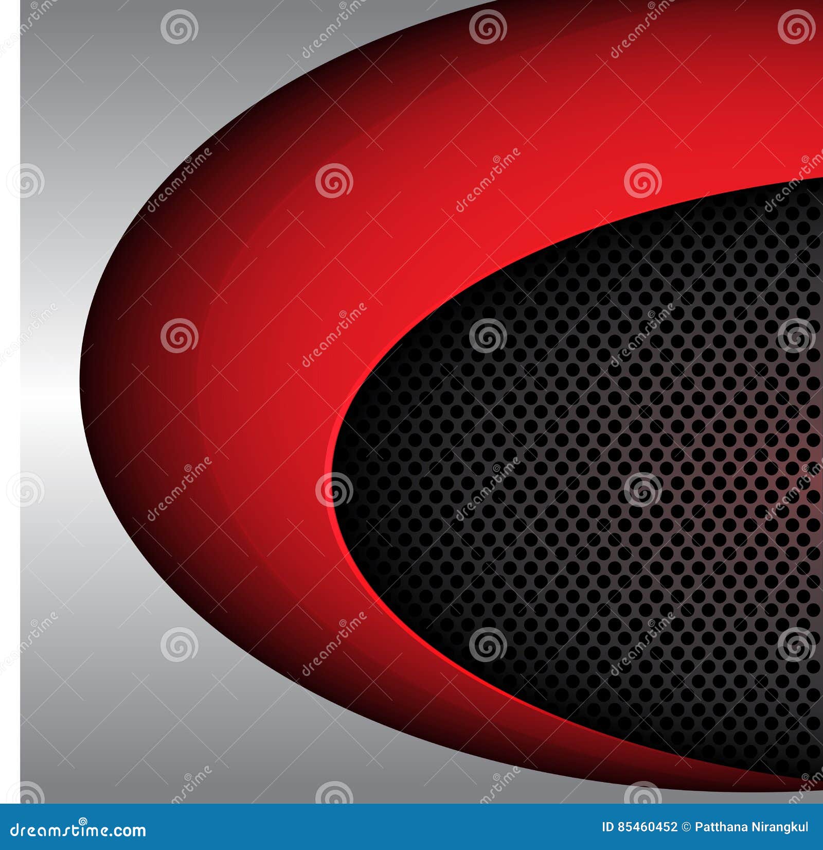 Red Shape Curve on Metal Gray Circle Mesh Design Luxury Modern ...