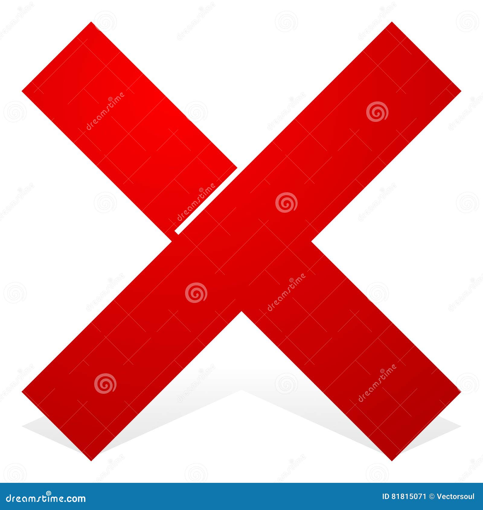Red X Shape with Snick and Shadow Isolated on White. Cancel, Wrong ...