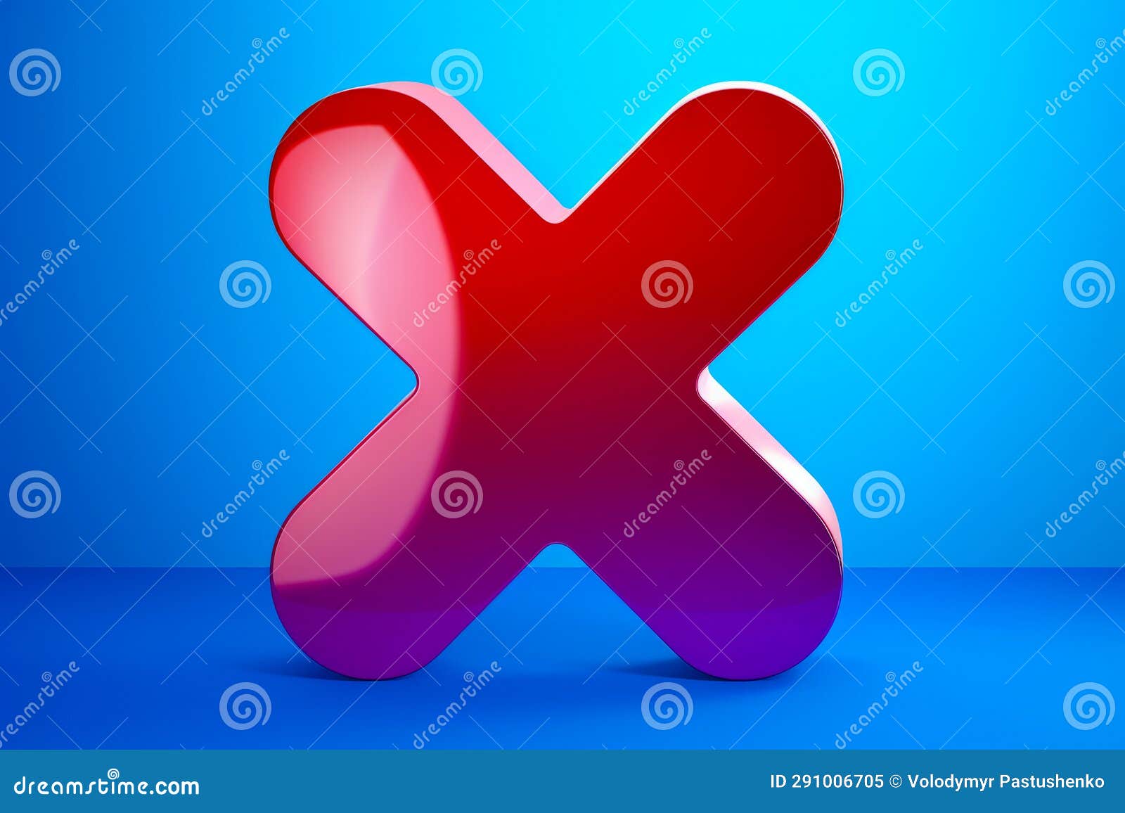 Red X Shaped Object on Blue Background with Blue Background. Generative ...