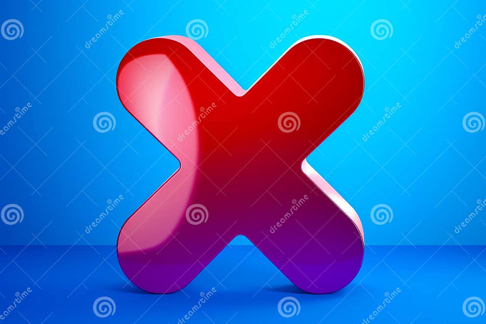 Red X Shaped Object on Blue Background with Blue Background. Generative ...