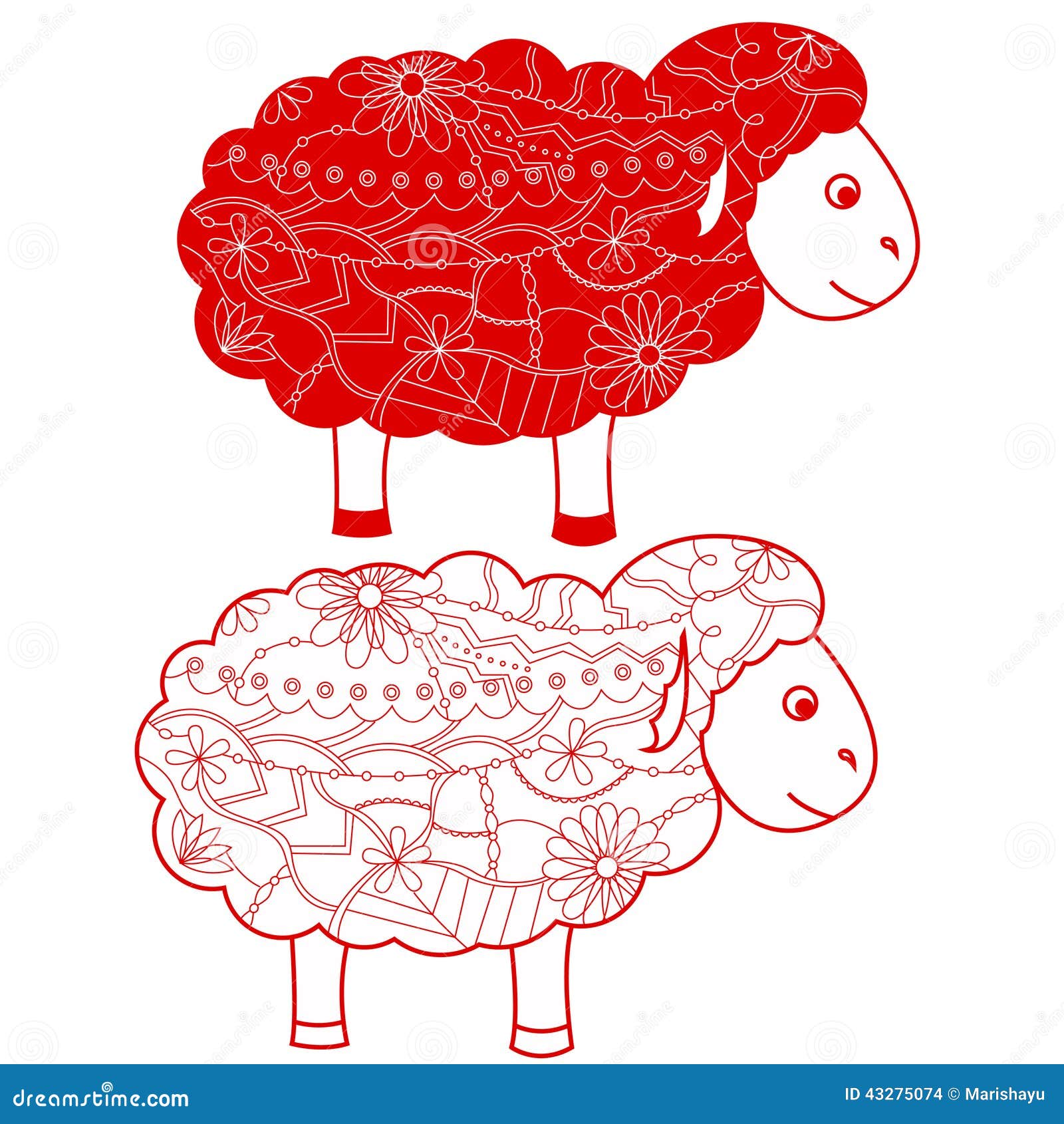 Red sheep stock vector. Illustration of element, chineese - 43275074