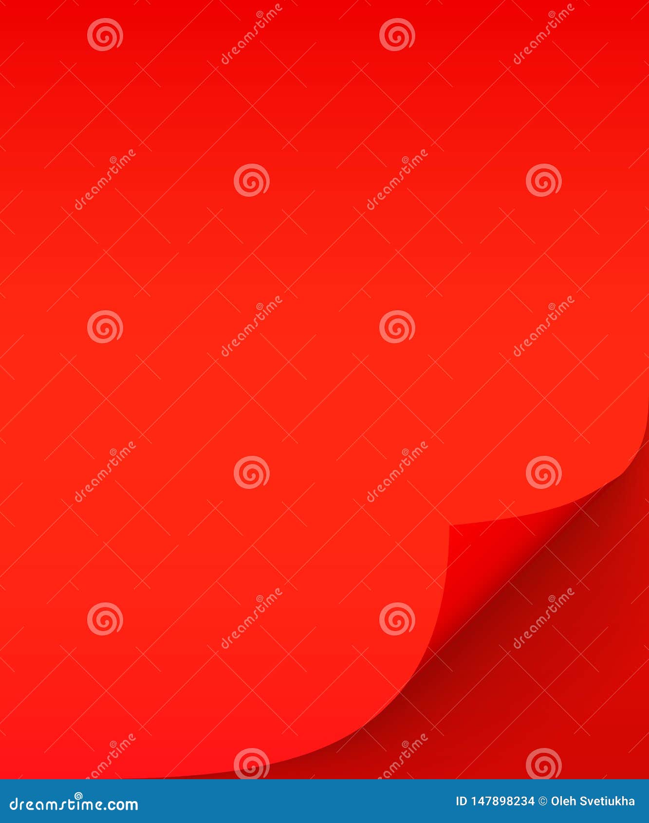 Red Sheet of Paper with Curled Corner and Soft Shadow, Template for ...