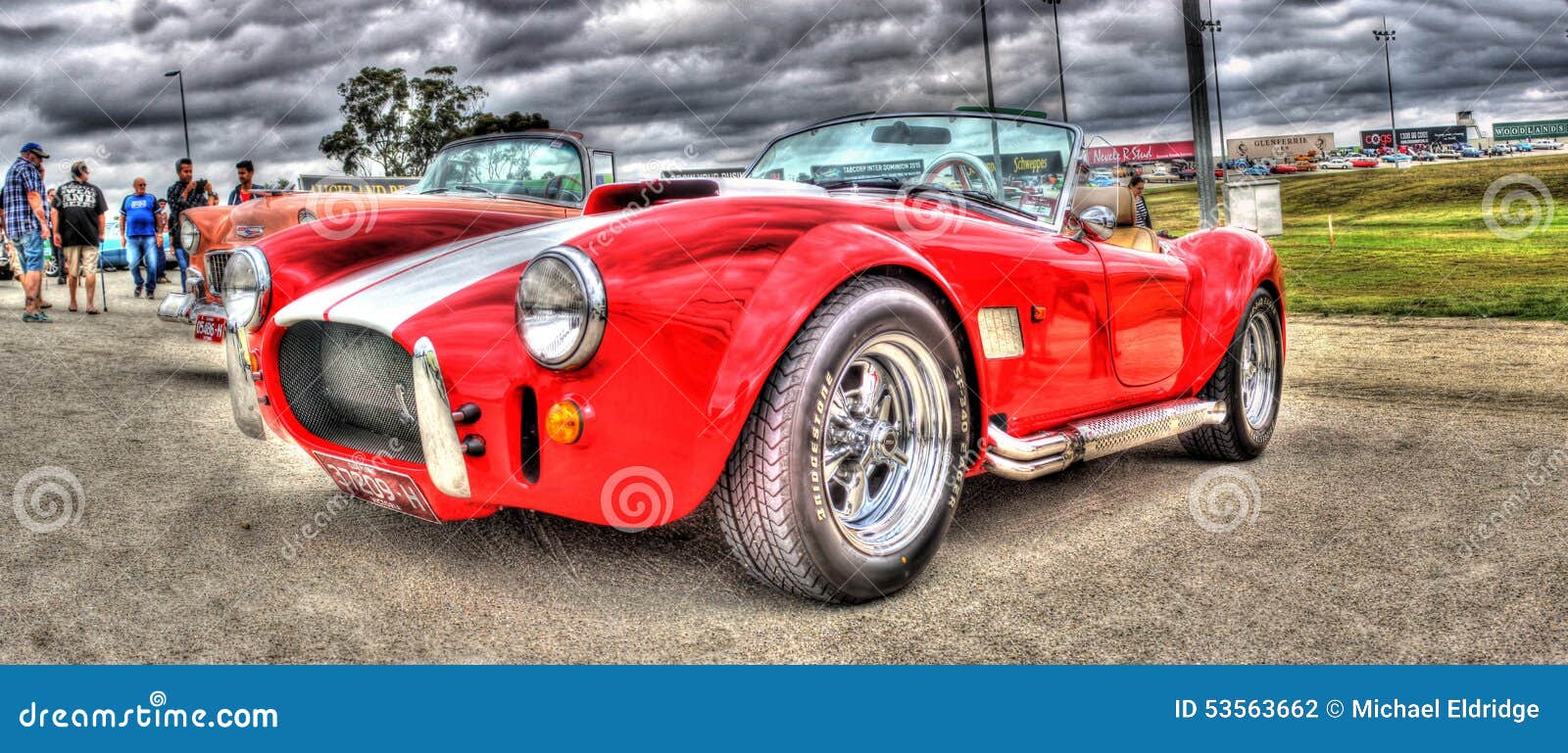 Red Shelby Cobra editorial photography. Image of lights - 53563662