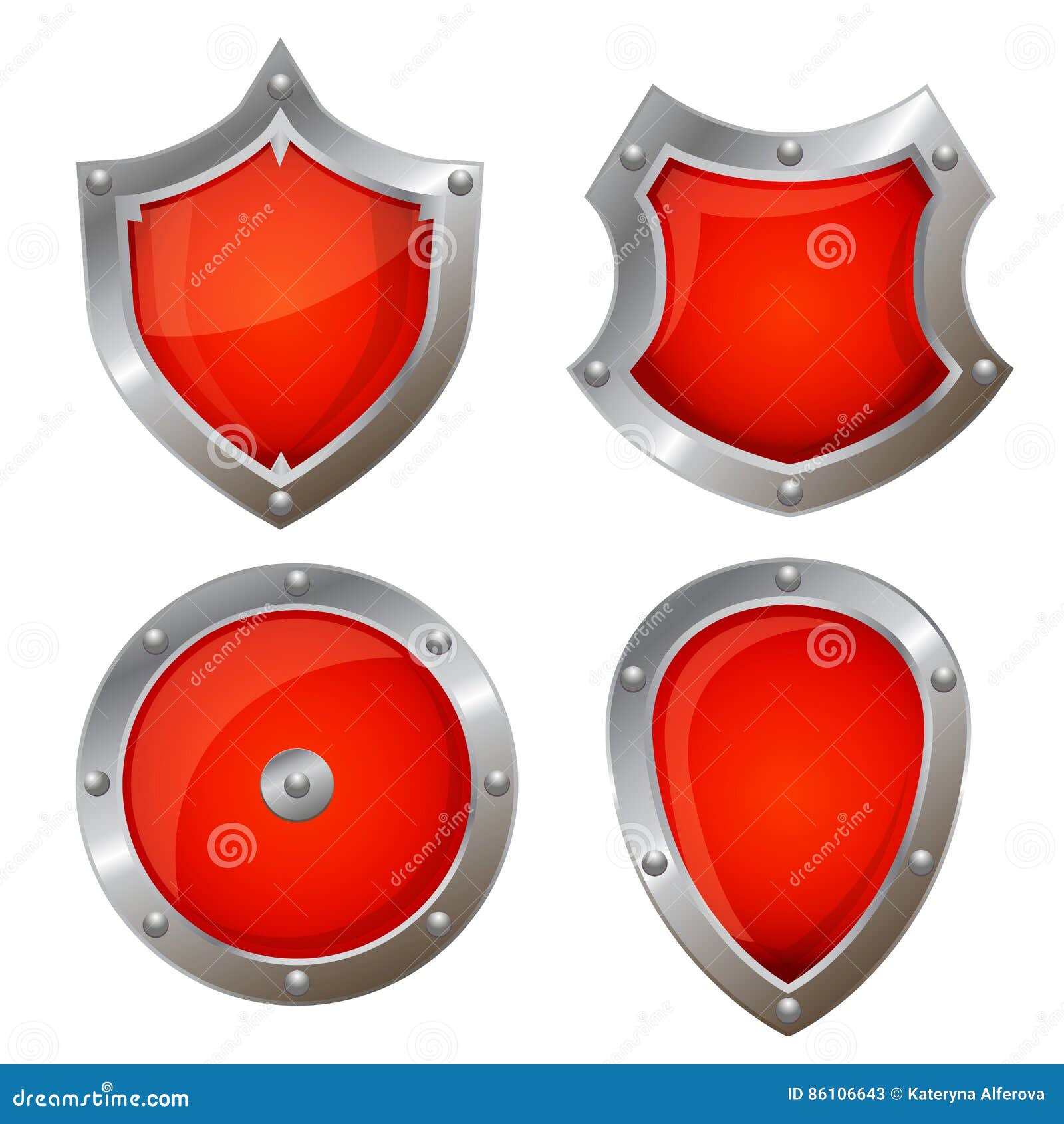 Red Shield Icons of Different Shapes Stock Vector - Illustration of ...